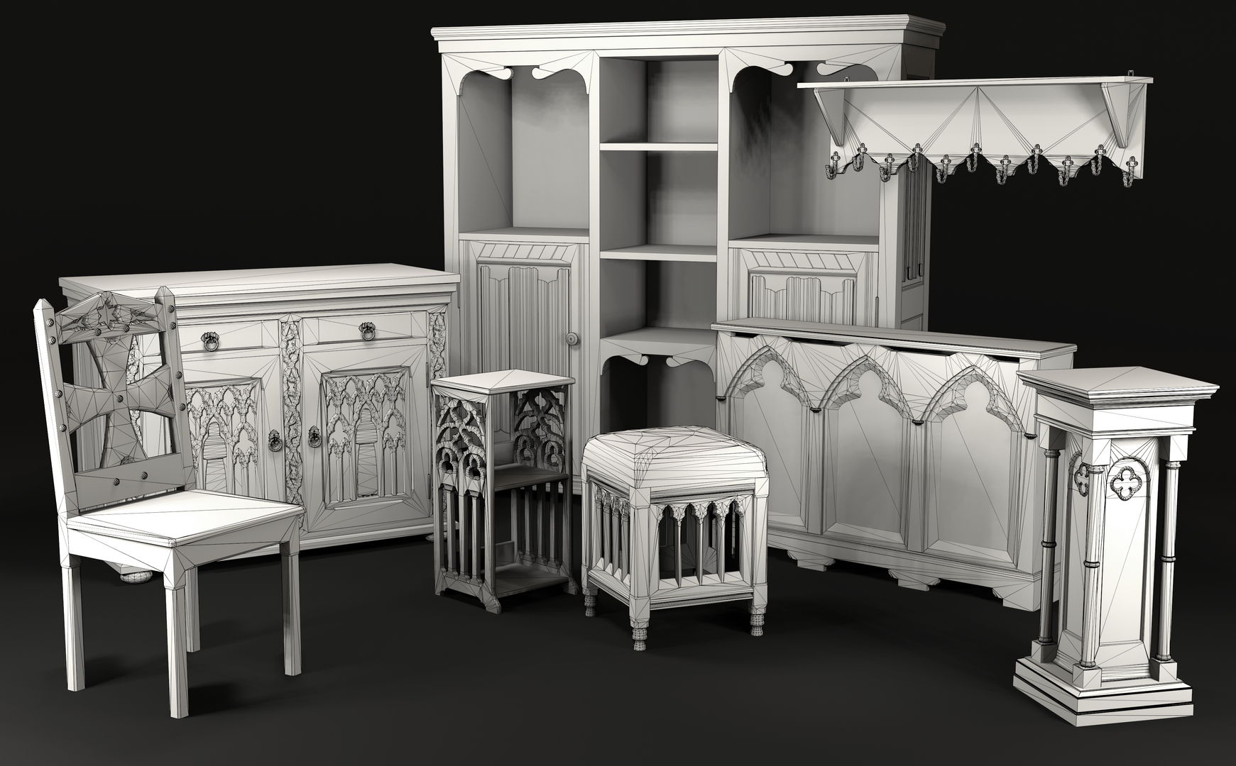 3D model furniture gothic 3 - TurboSquid 1608466