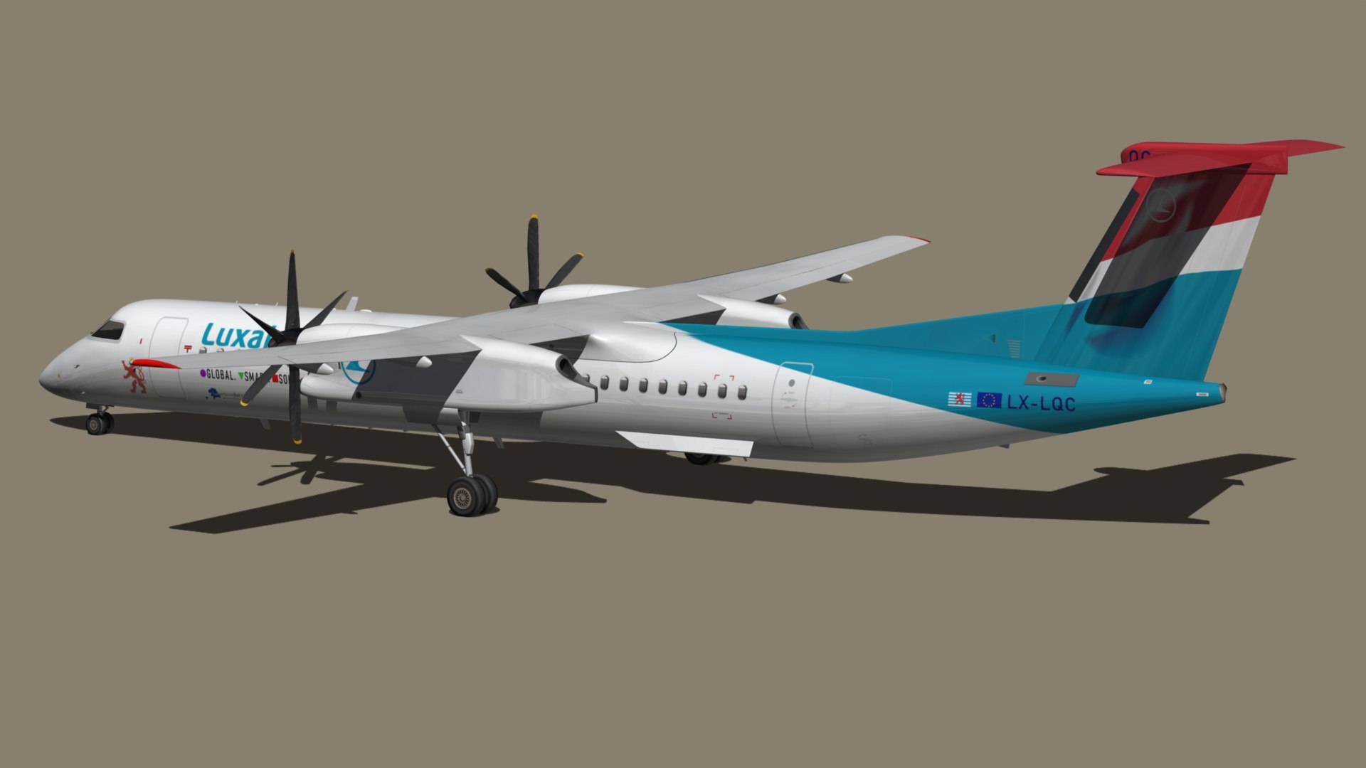 3D Bombardier Dash 8 Luxair - TurboSquid 1651424