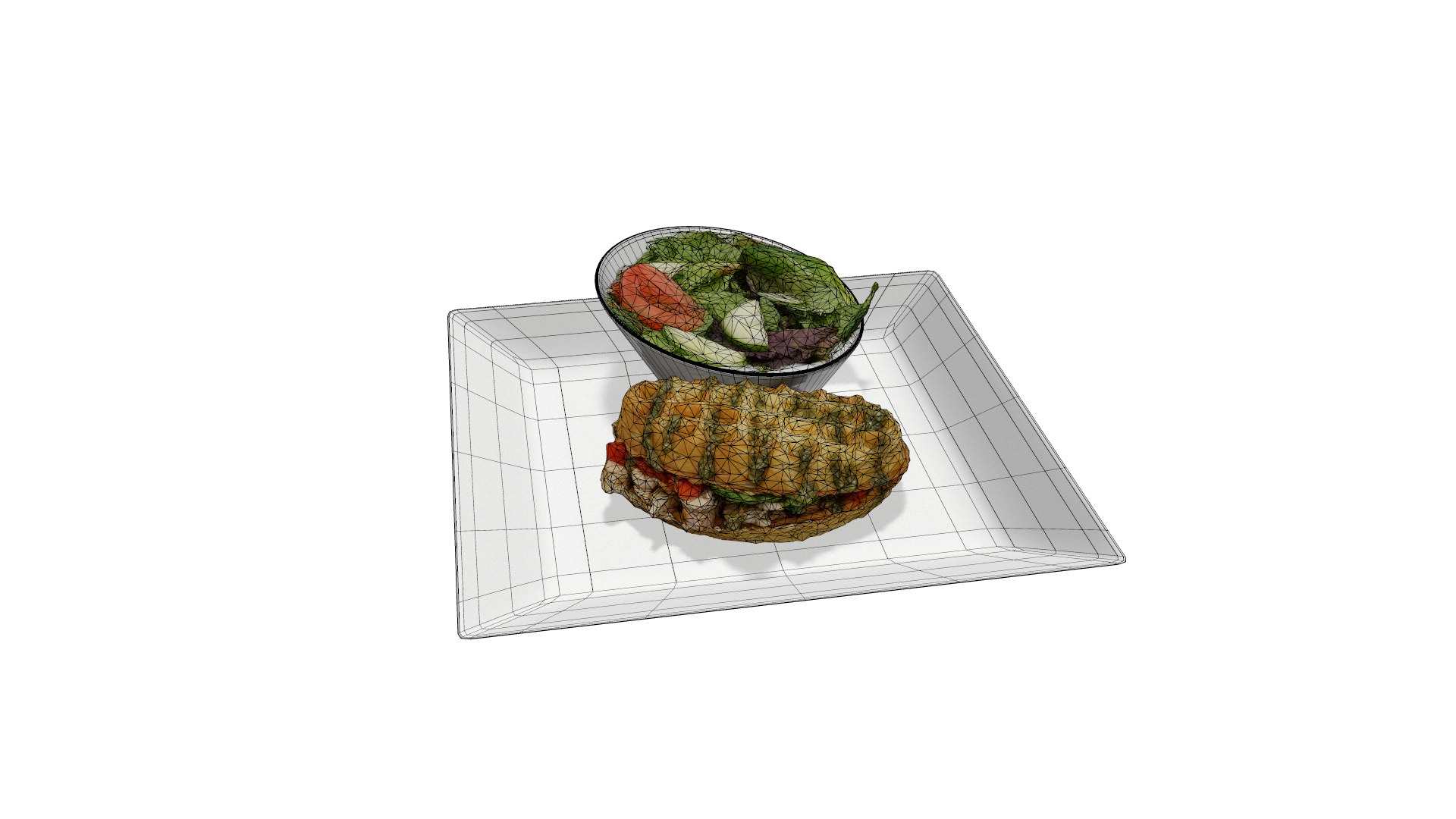Chicken Pesto Waffle 3D - TurboSquid 1739436