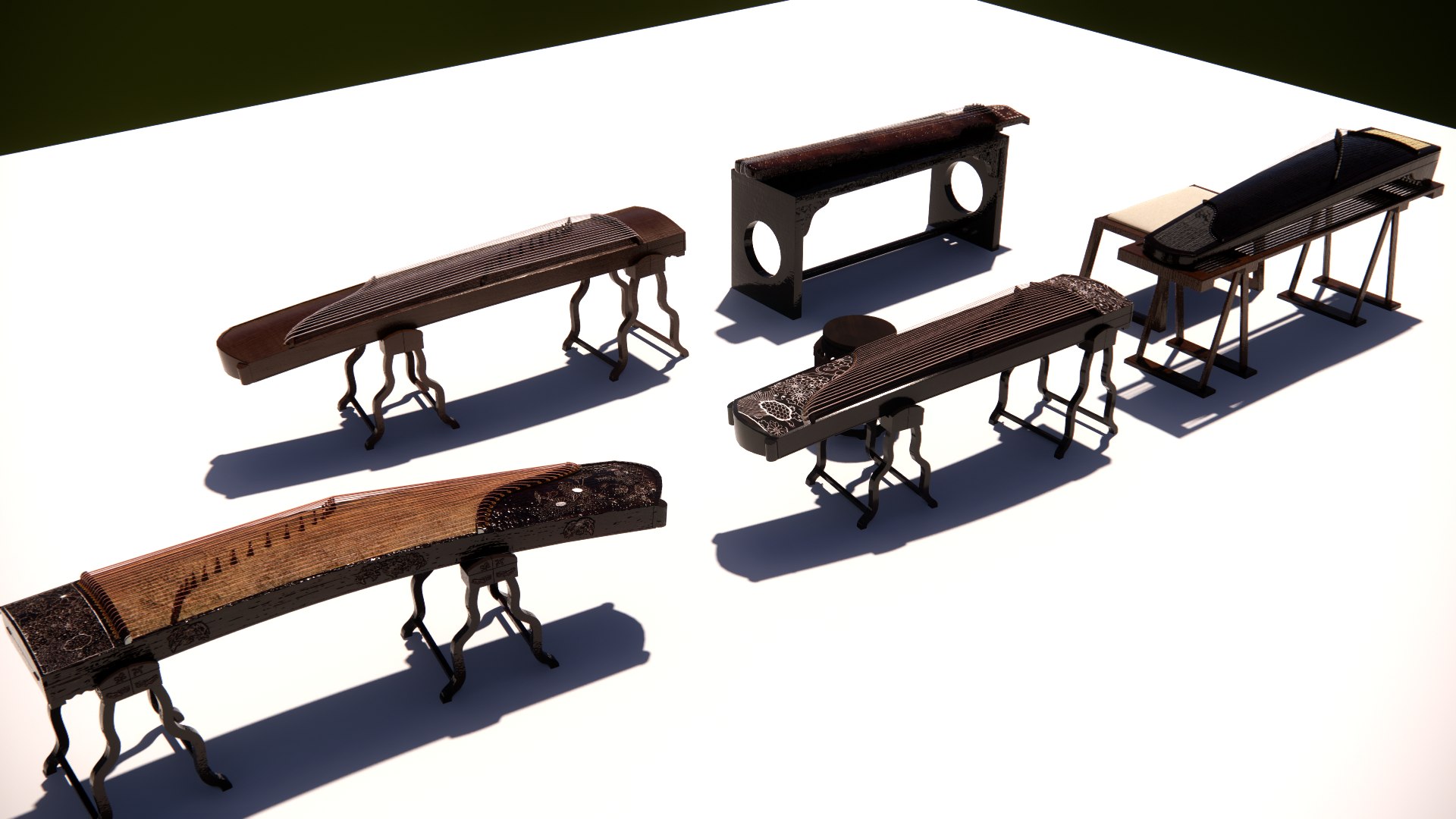 Chinese instrument Guzheng collection 3D model - TurboSquid 2073174
