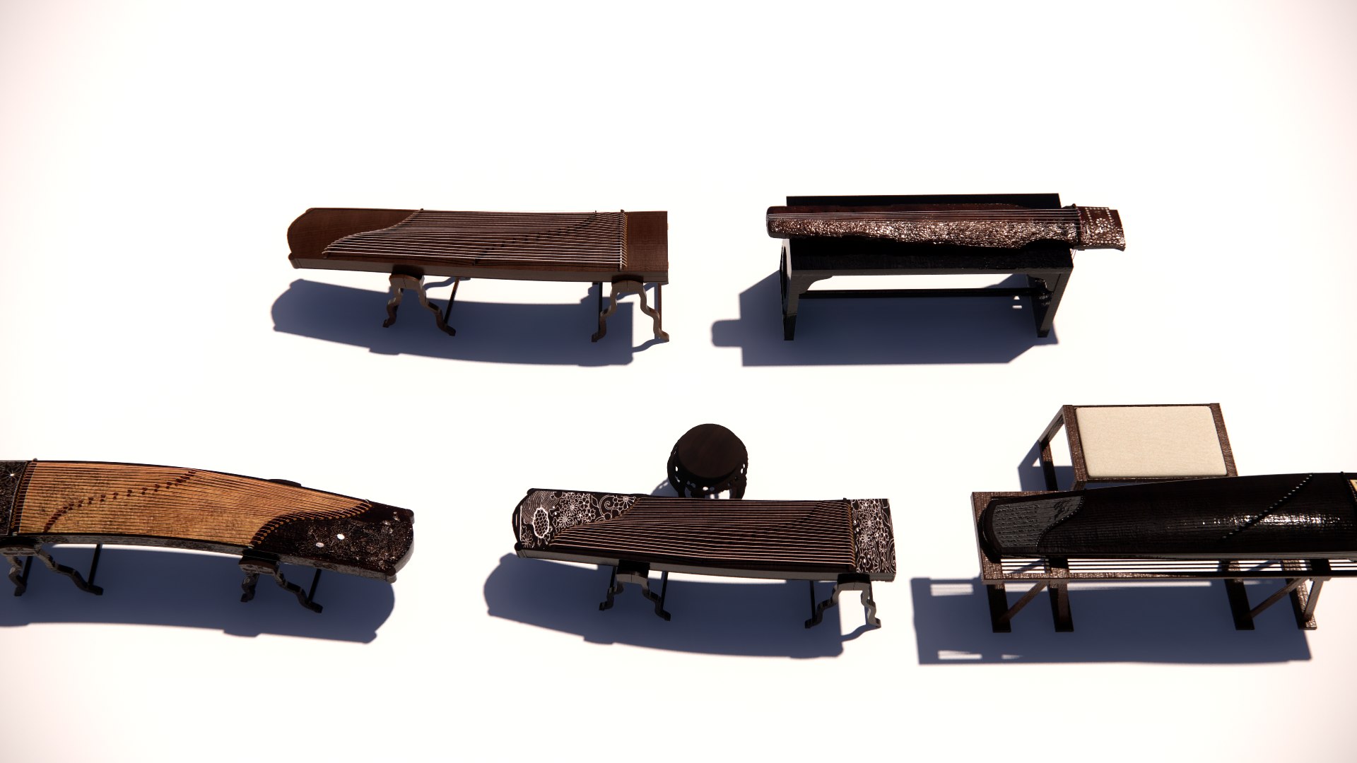 Chinese instrument Guzheng collection 3D model - TurboSquid 2073174
