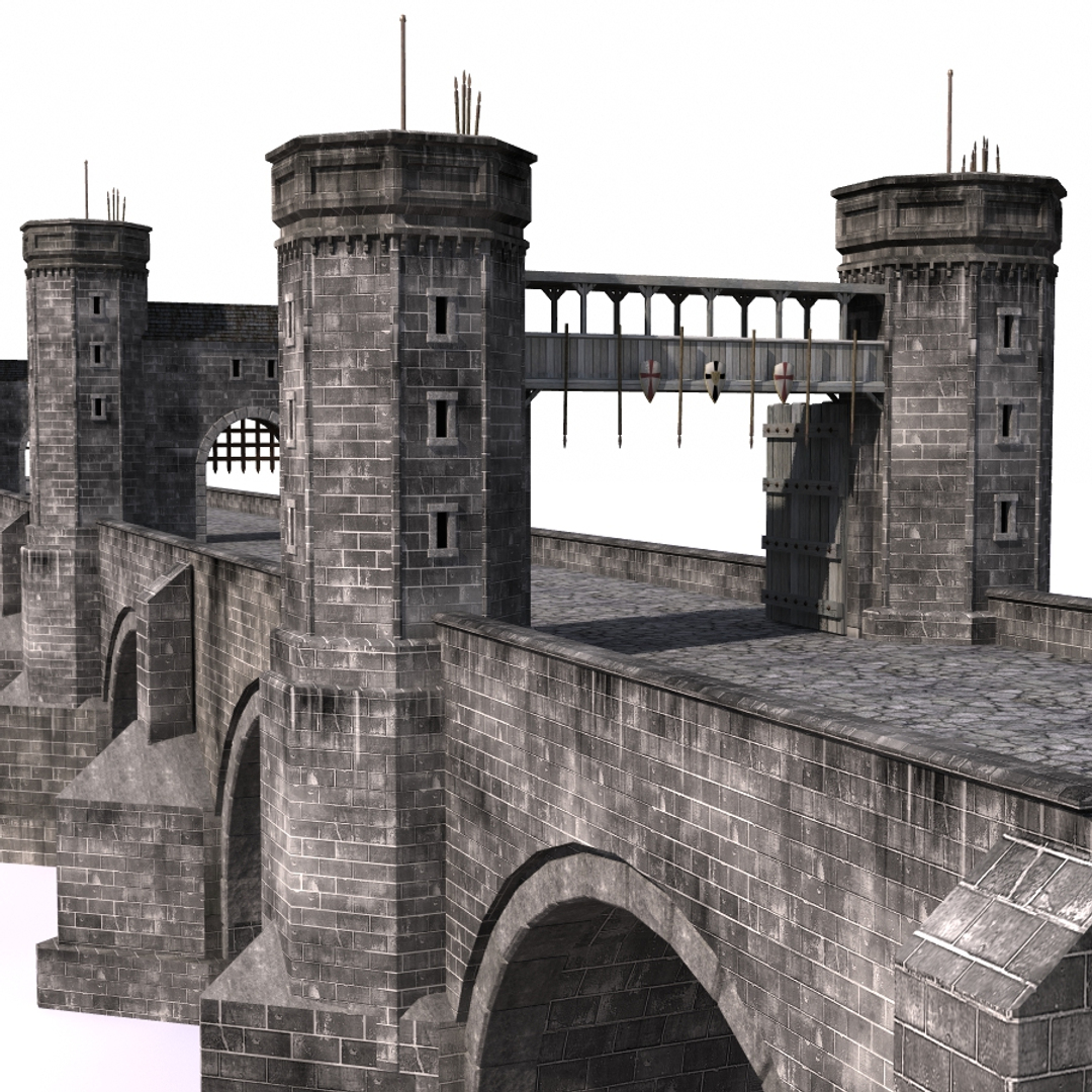 3d medieval bridge model