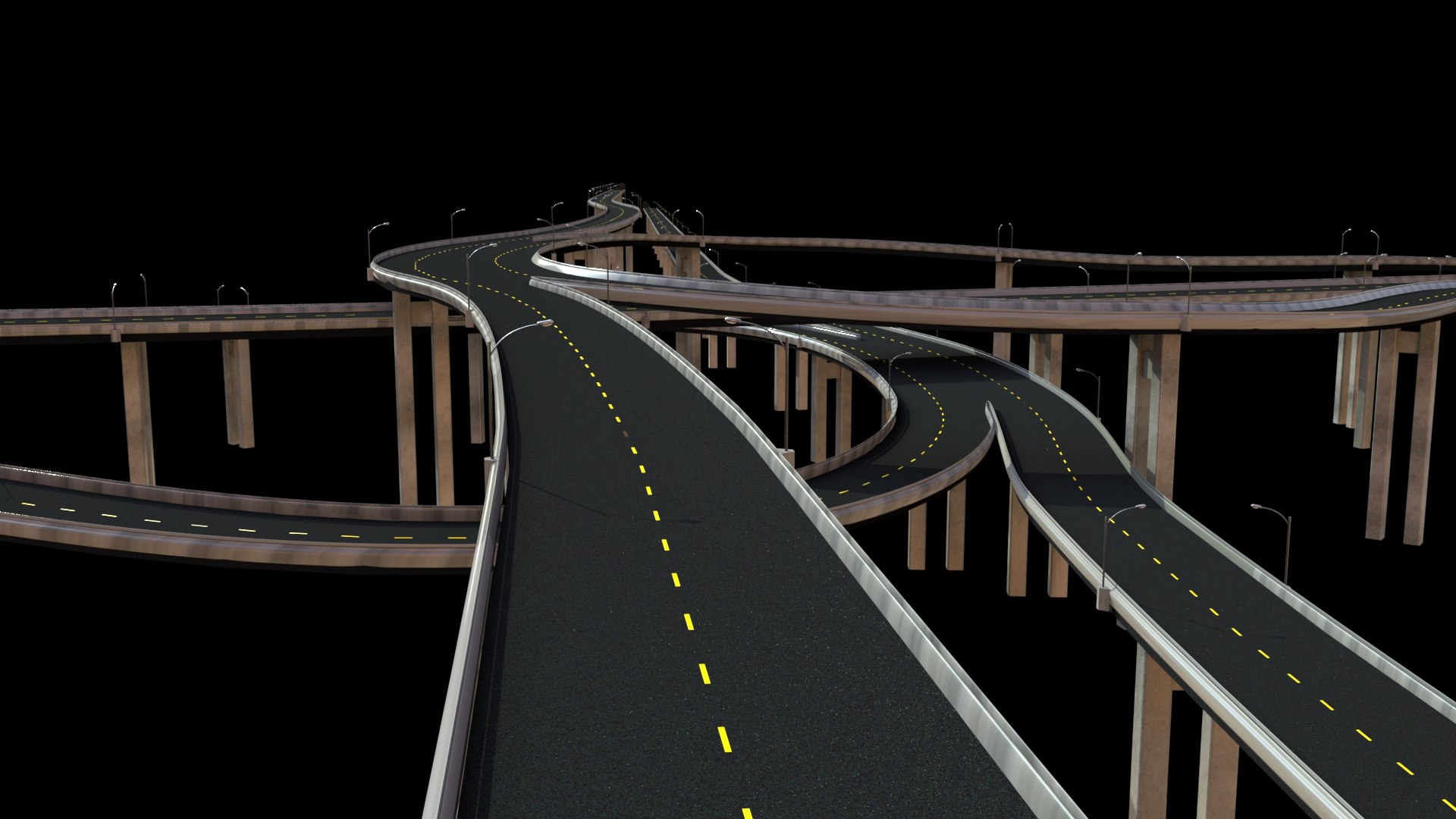 3D Bridges Road Junction - TurboSquid 2390803