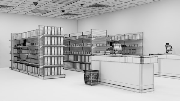 3D Interior And Exterior Grocery Store model - TurboSquid 1767176