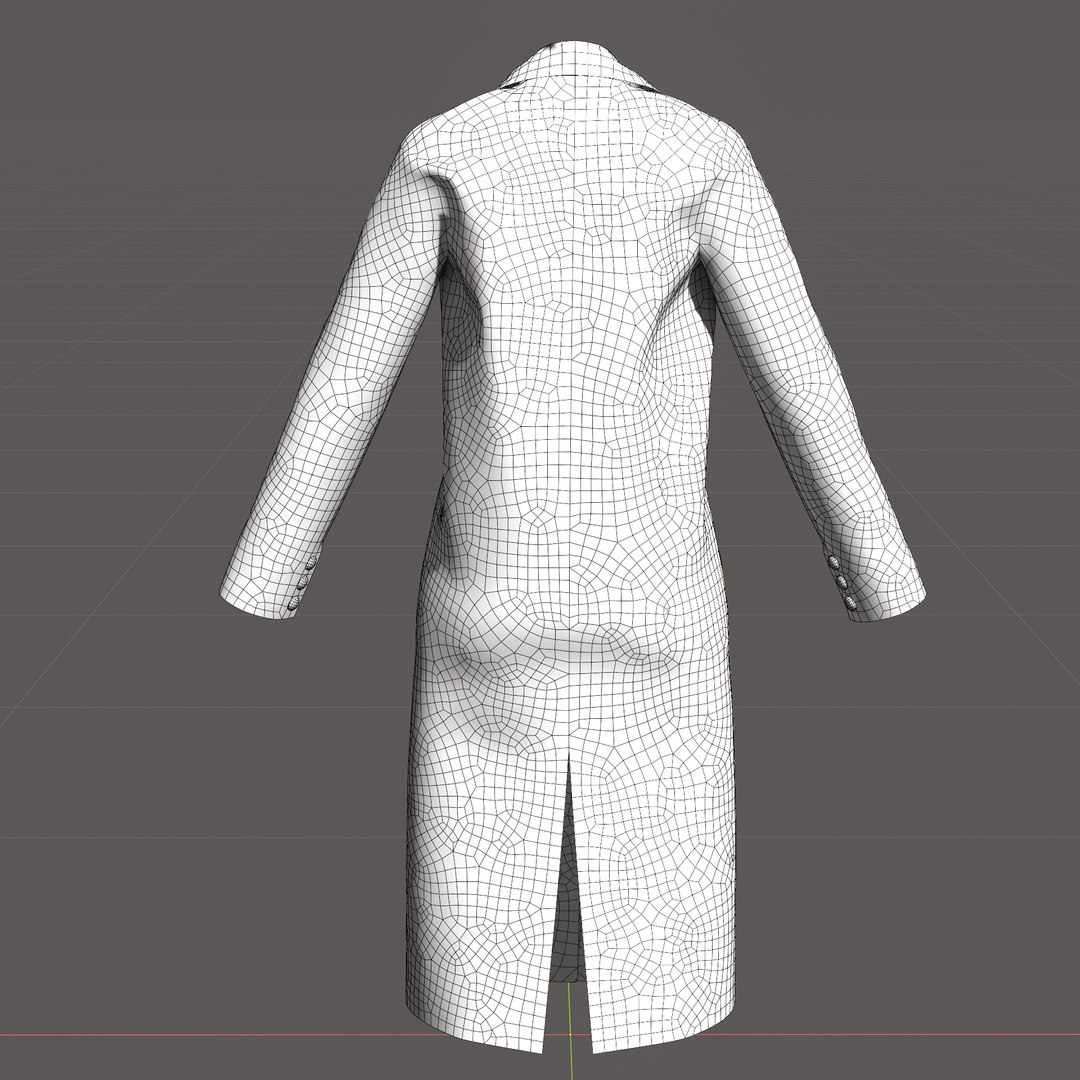3D Model Black Wool Coat With Gold Buttons - TurboSquid 2146950
