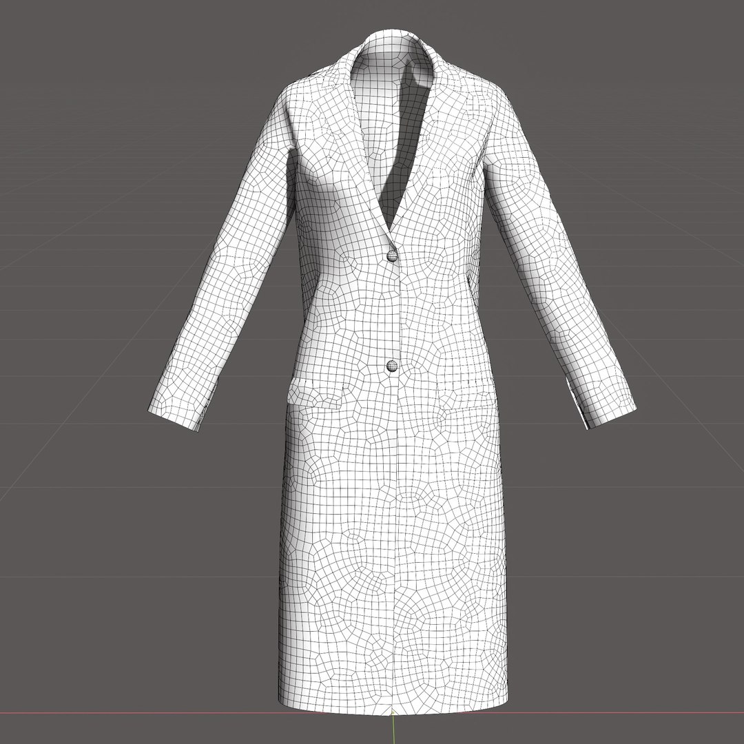 3D Model Black Wool Coat With Gold Buttons - TurboSquid 2146950