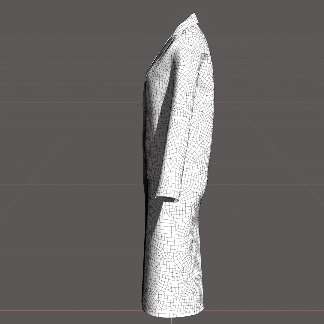 3D Model Black Wool Coat With Gold Buttons - TurboSquid 2146950