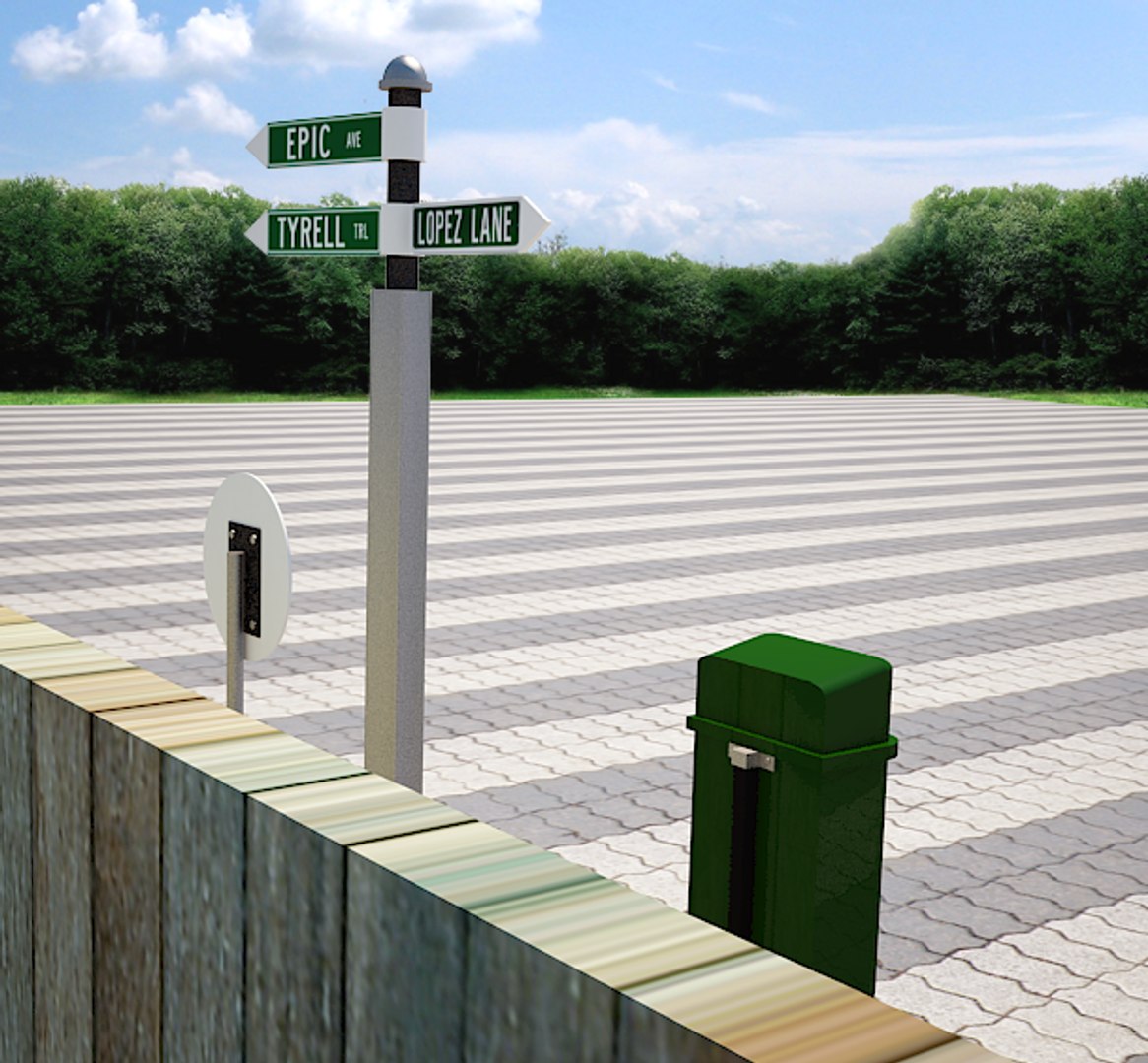 3d model street sign trash