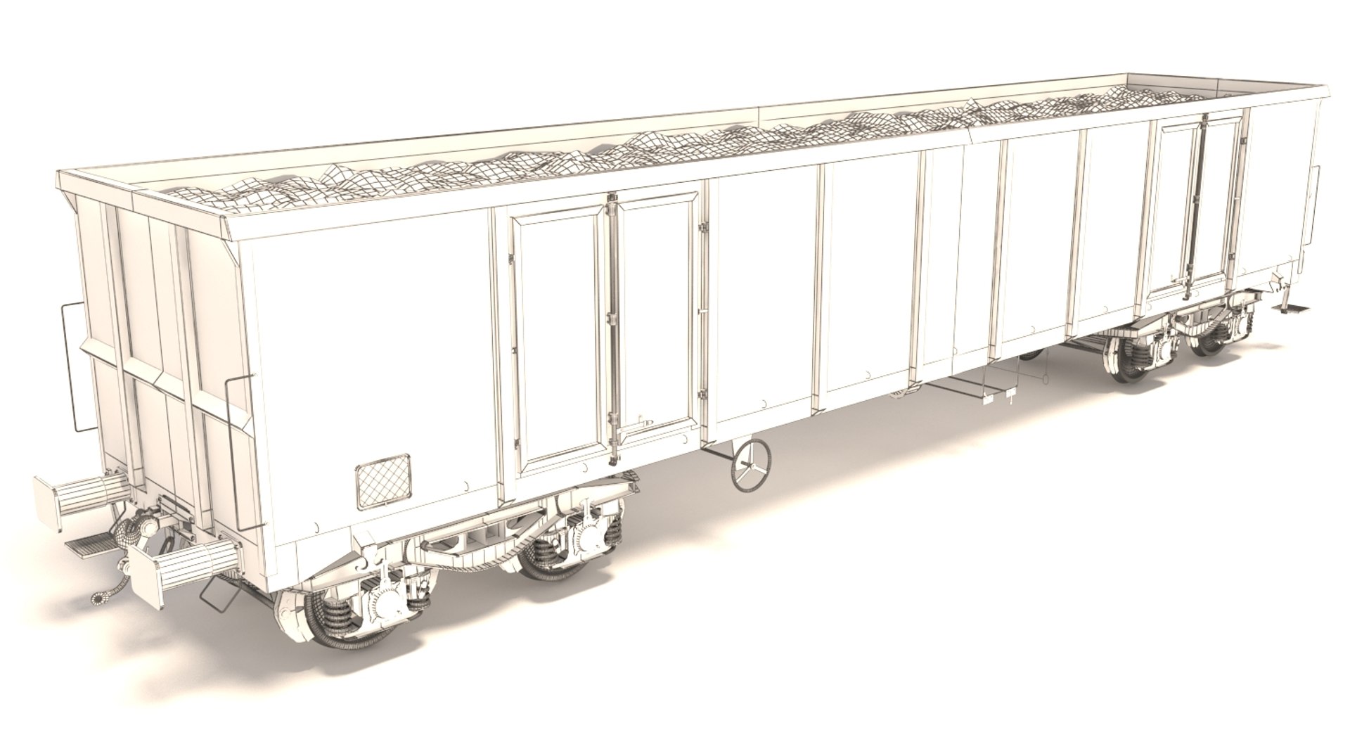 Open-top Box Railcar Eanos 3d Model