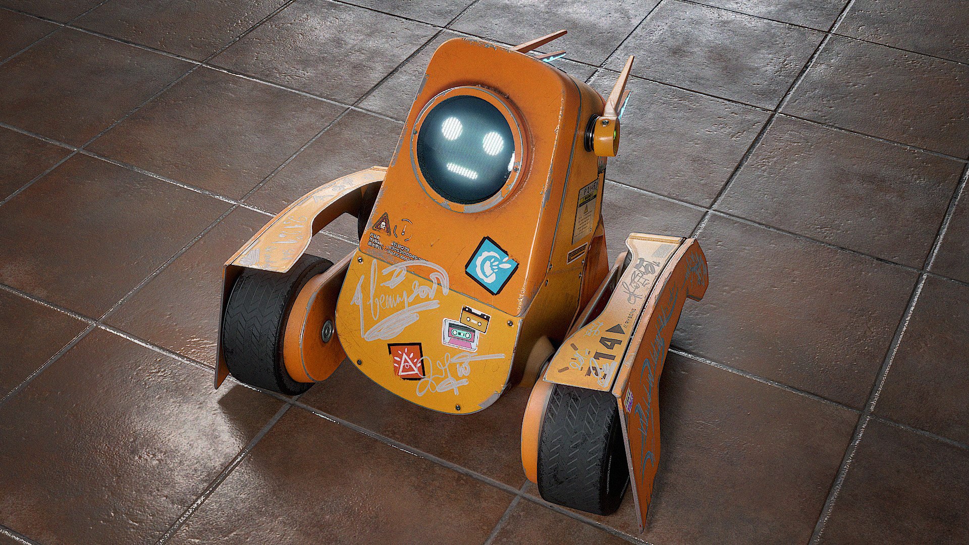 3D Cute Orange Rover Robot - Game And Film Ready - TurboSquid 1793726