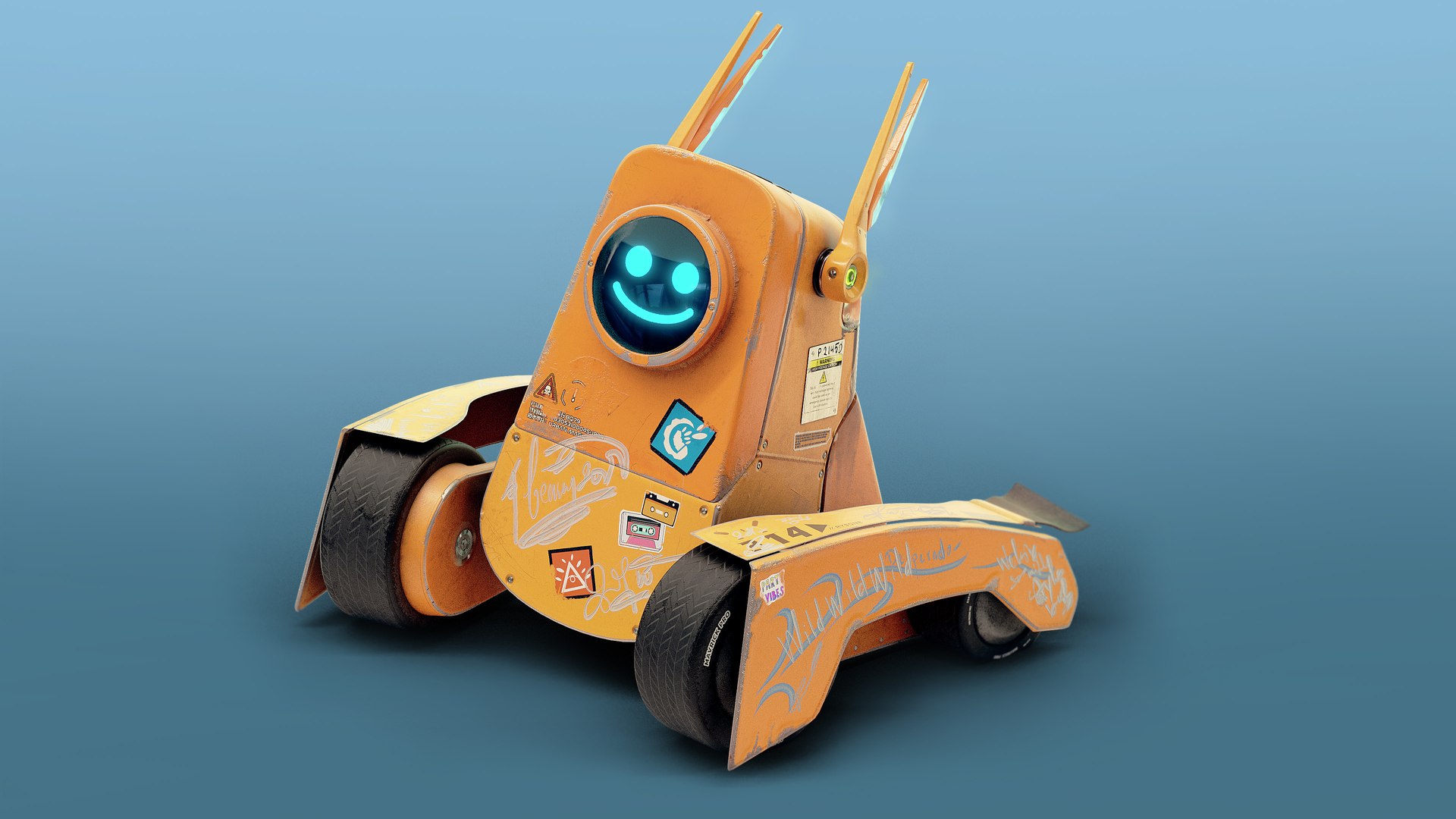 3D Cute Orange Rover Robot - Game and Film Ready - TurboSquid 1793726