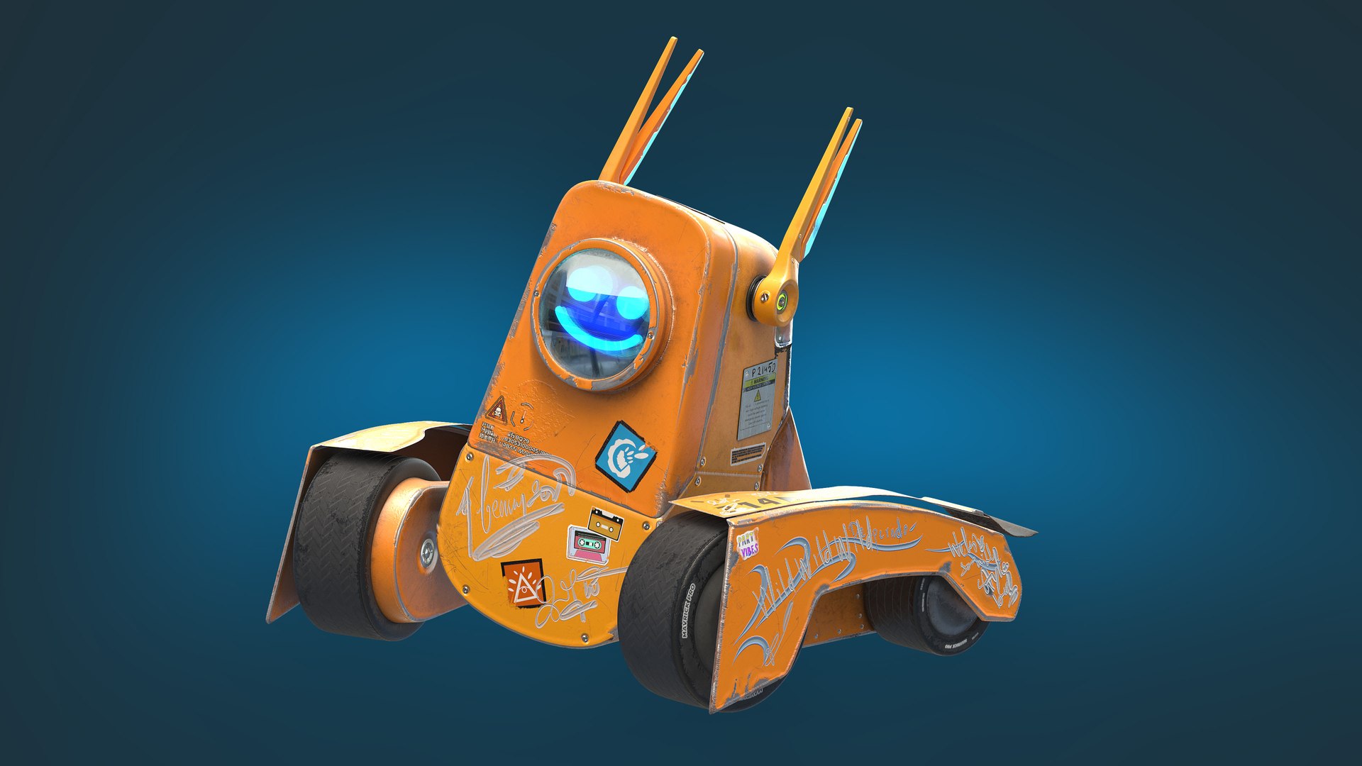 3D Cute Orange Rover Robot - Game and Film Ready - TurboSquid 1793726