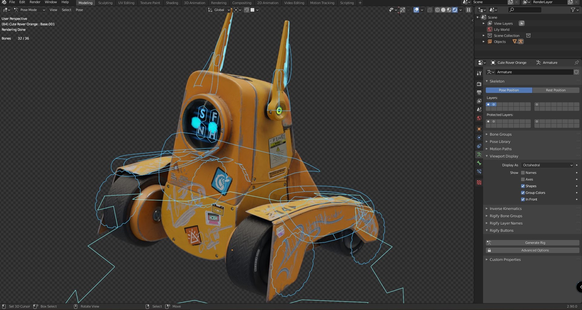 3D Cute Orange Rover Robot - Game and Film Ready - TurboSquid 1793726