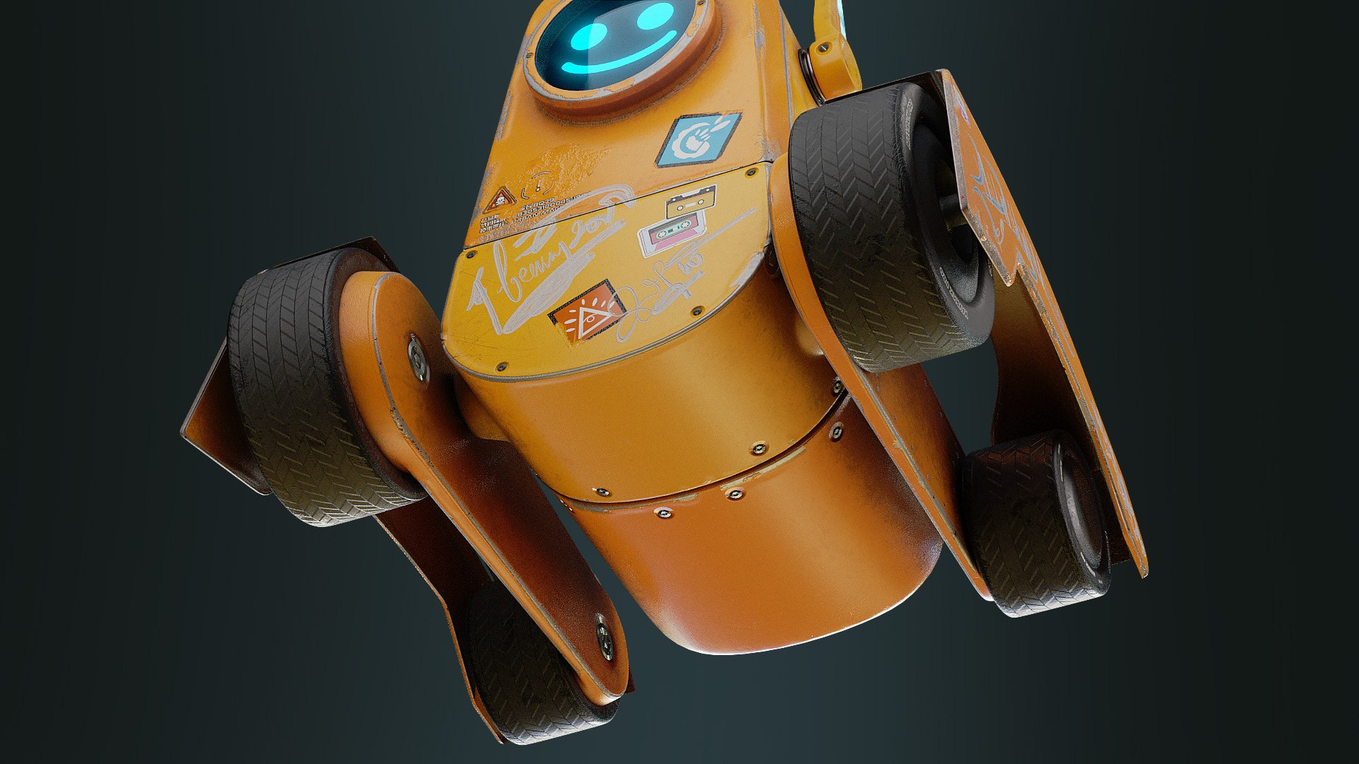 3D Cute Orange Rover Robot - Game and Film Ready - TurboSquid 1793726