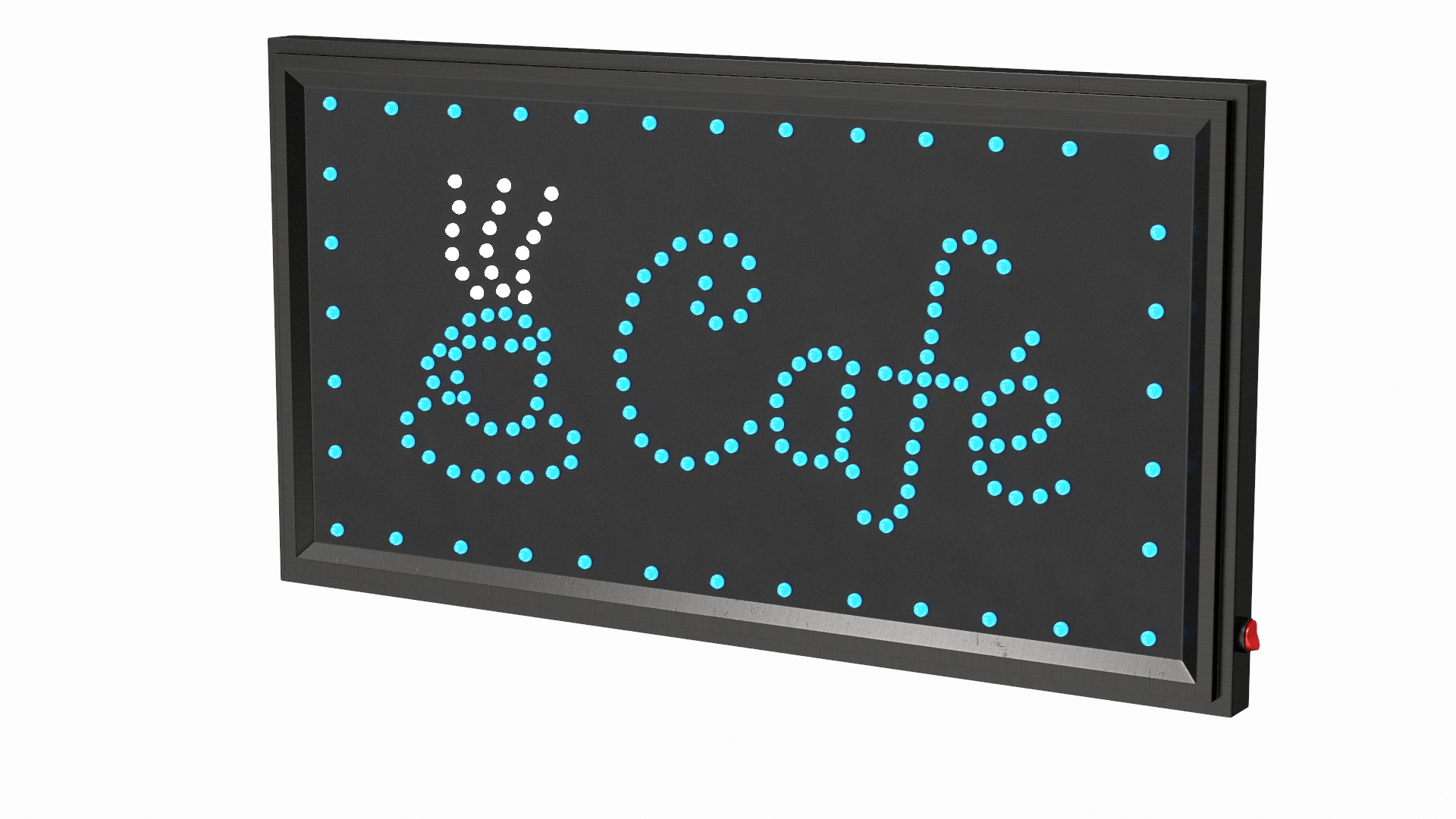 Cafe Sign Bright Blue LED Light ON 3D - TurboSquid 2105583