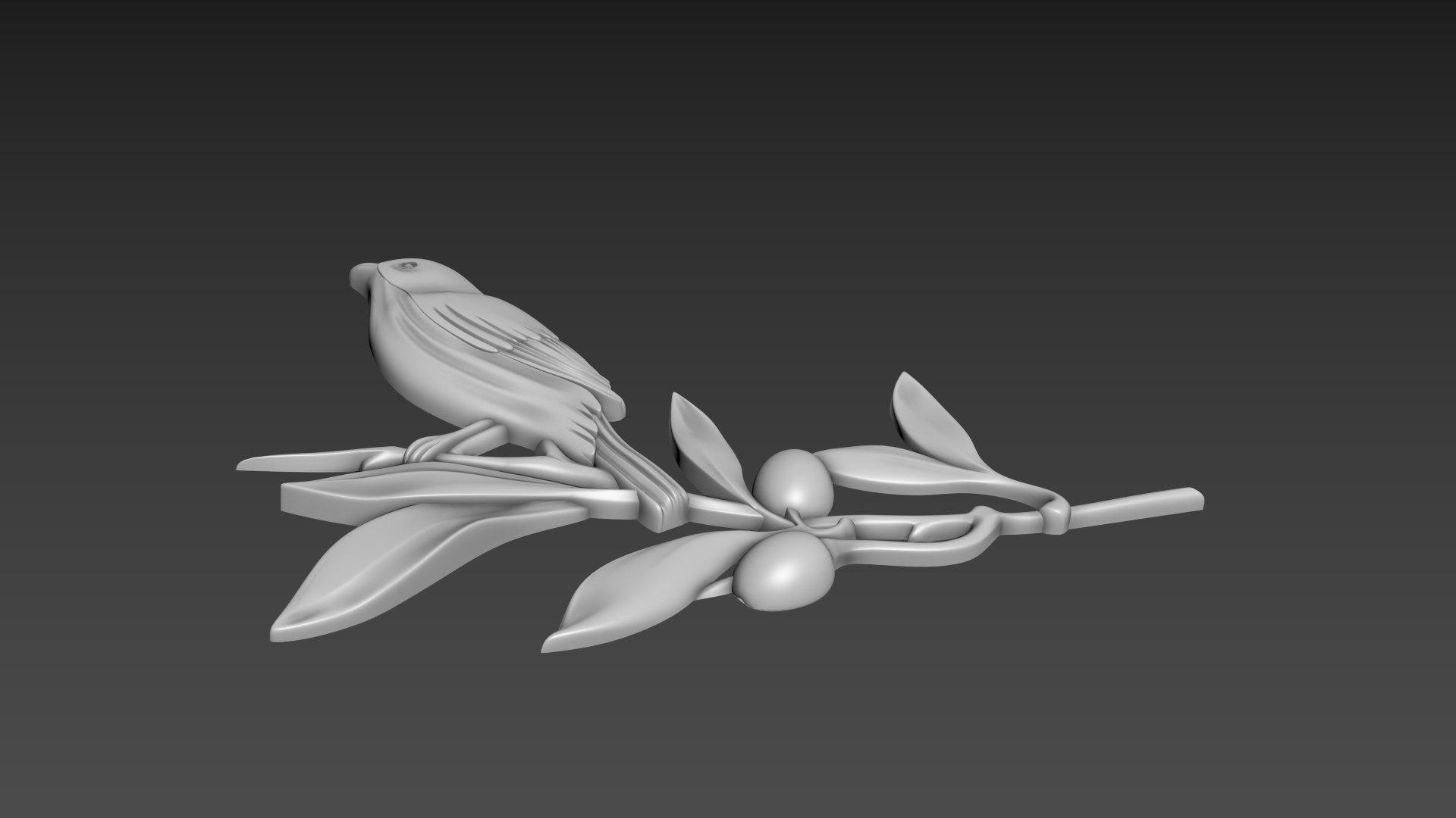 3D Model Olive Branch With Bird - TurboSquid 2392515