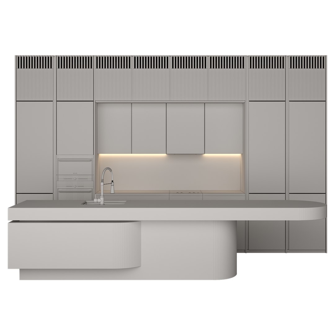 Modern Kitchen With Island 3D Model - TurboSquid 2283443