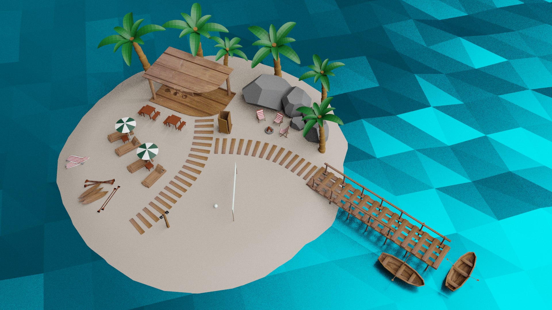 Luxury Beach Island 3D Model 3D Model - TurboSquid 2174101