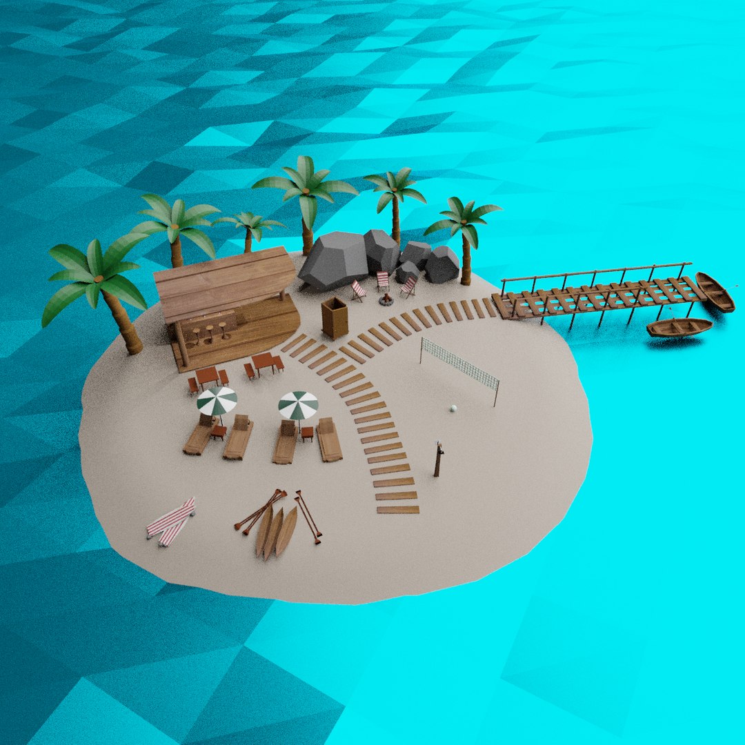 Luxury Beach Island 3D Model 3D Model - TurboSquid 2174101