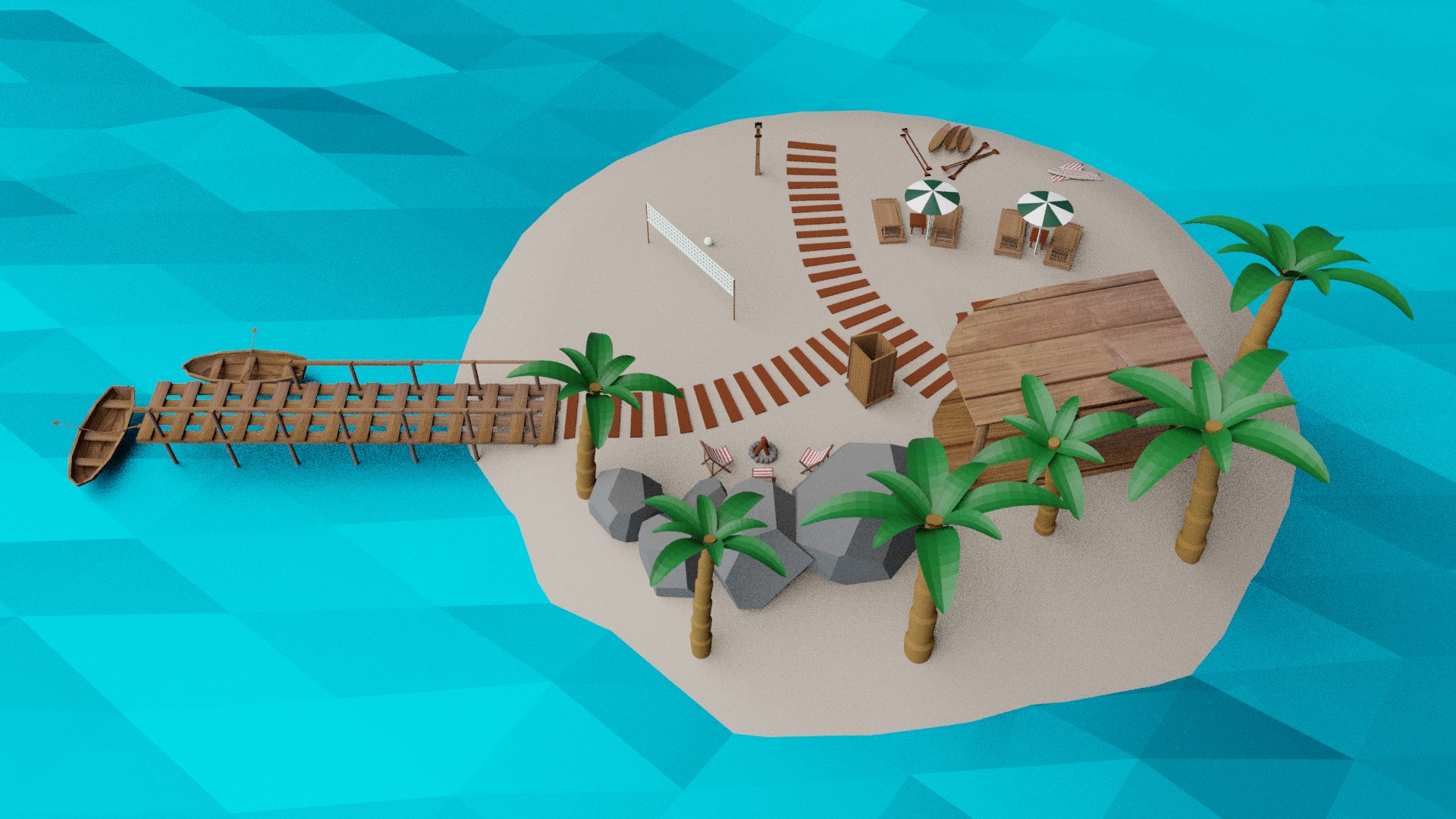 Luxury Beach Island 3D Model 3D Model - TurboSquid 2174101