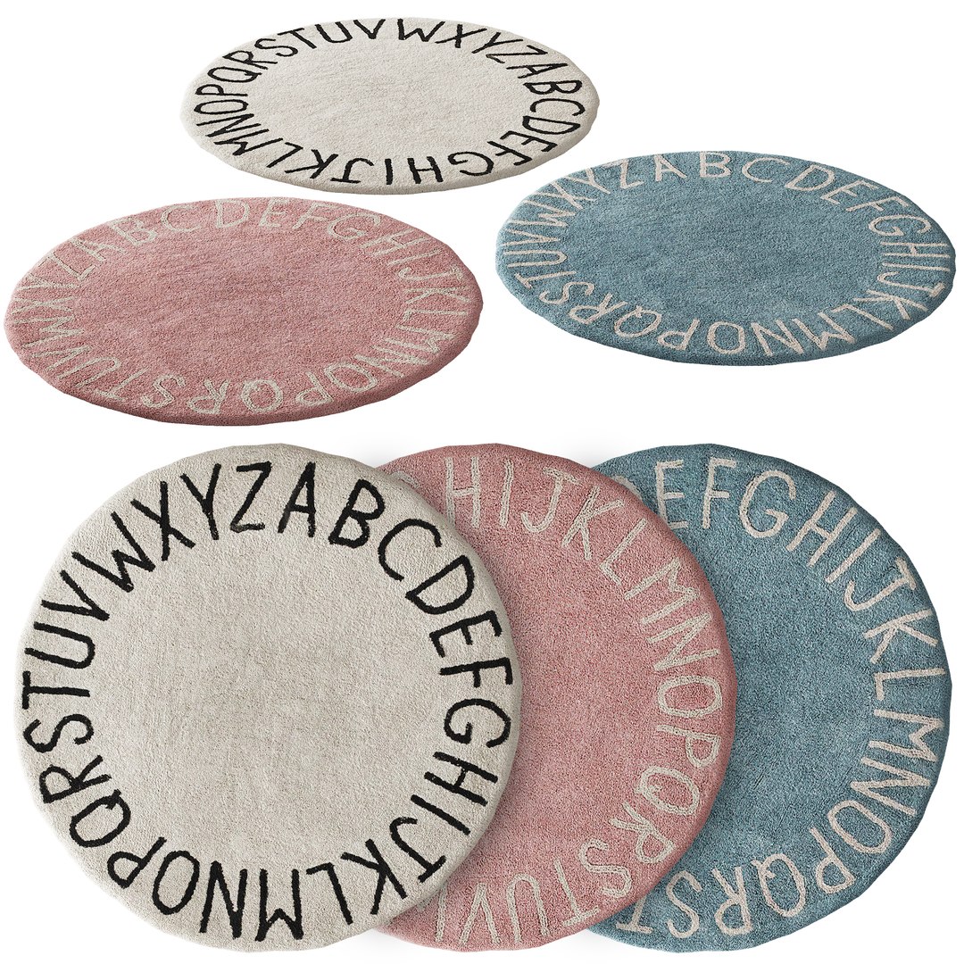 389 Washable Rug ABC Natural Black Carpet Kit For Kids 3D Model ...