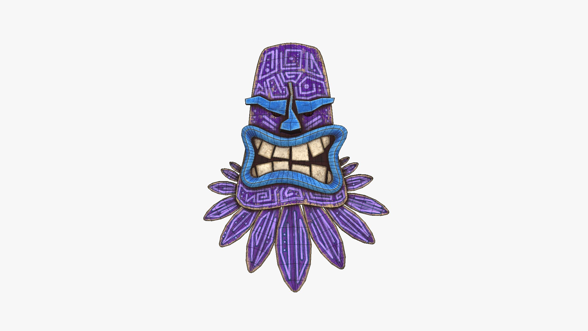 Tribal Mask H06 Purple Blue - Costume Character Design 3D Model ...