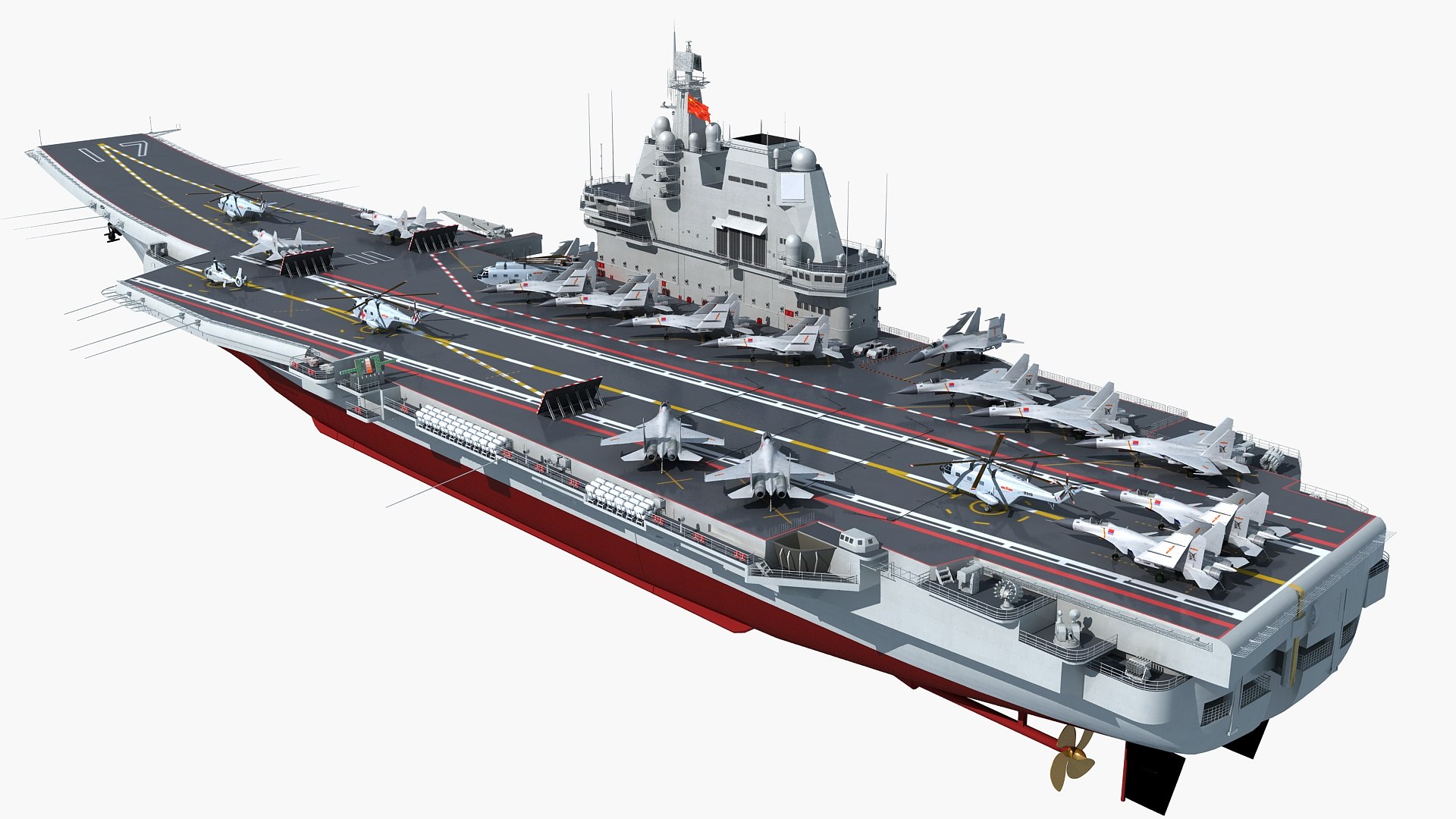 China Aircraft Carrier CV17 With Shipboard Aircraft 3D Model ...