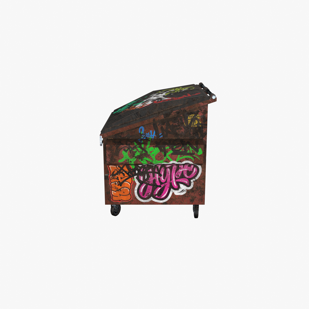 Red Dumpster 2yard Graffiti-Rusty 3D - TurboSquid 2163234