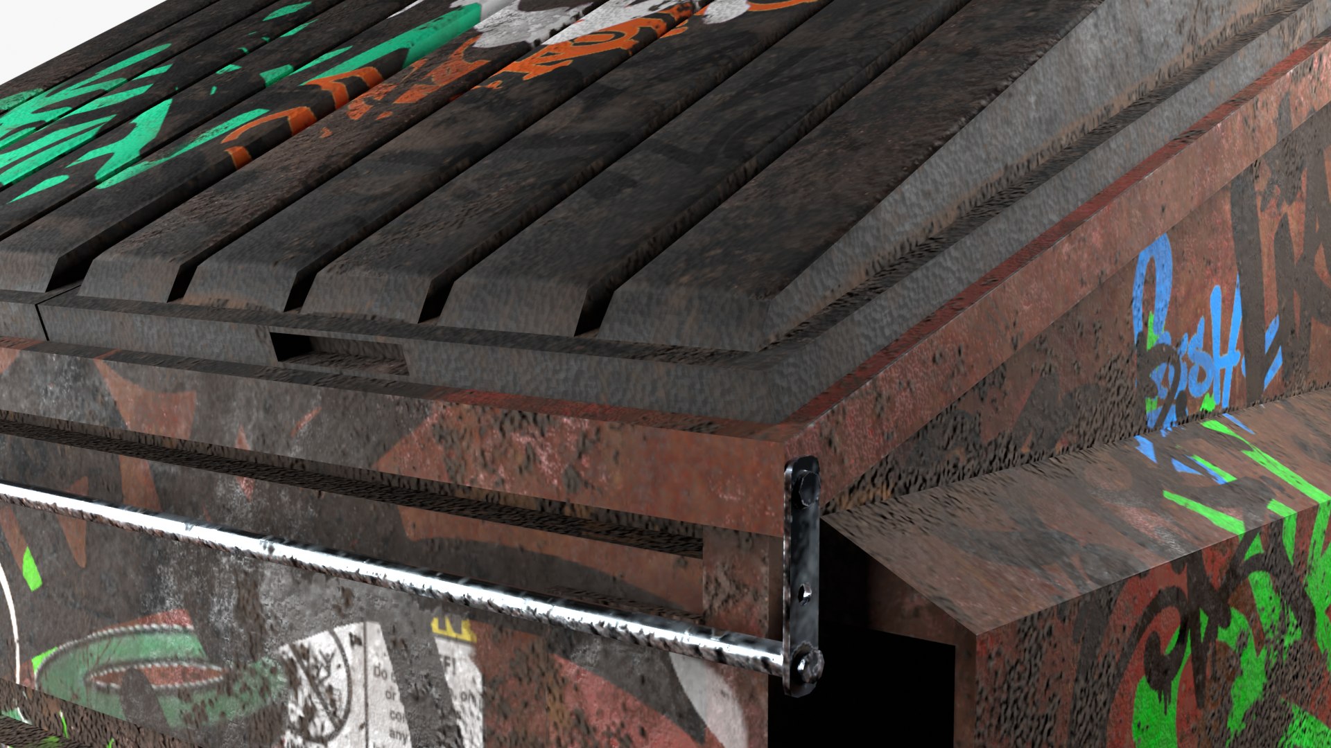 Red Dumpster 2yard Graffiti-Rusty 3D - TurboSquid 2163234