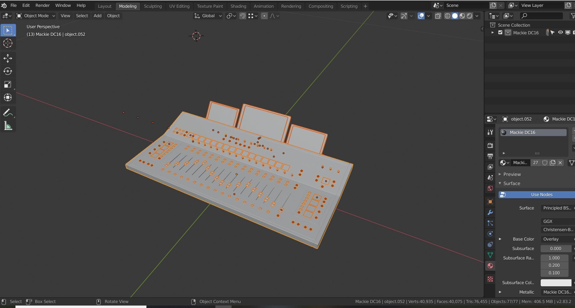 Mackie Dc16 Control Surface 3D Model - TurboSquid 1655088