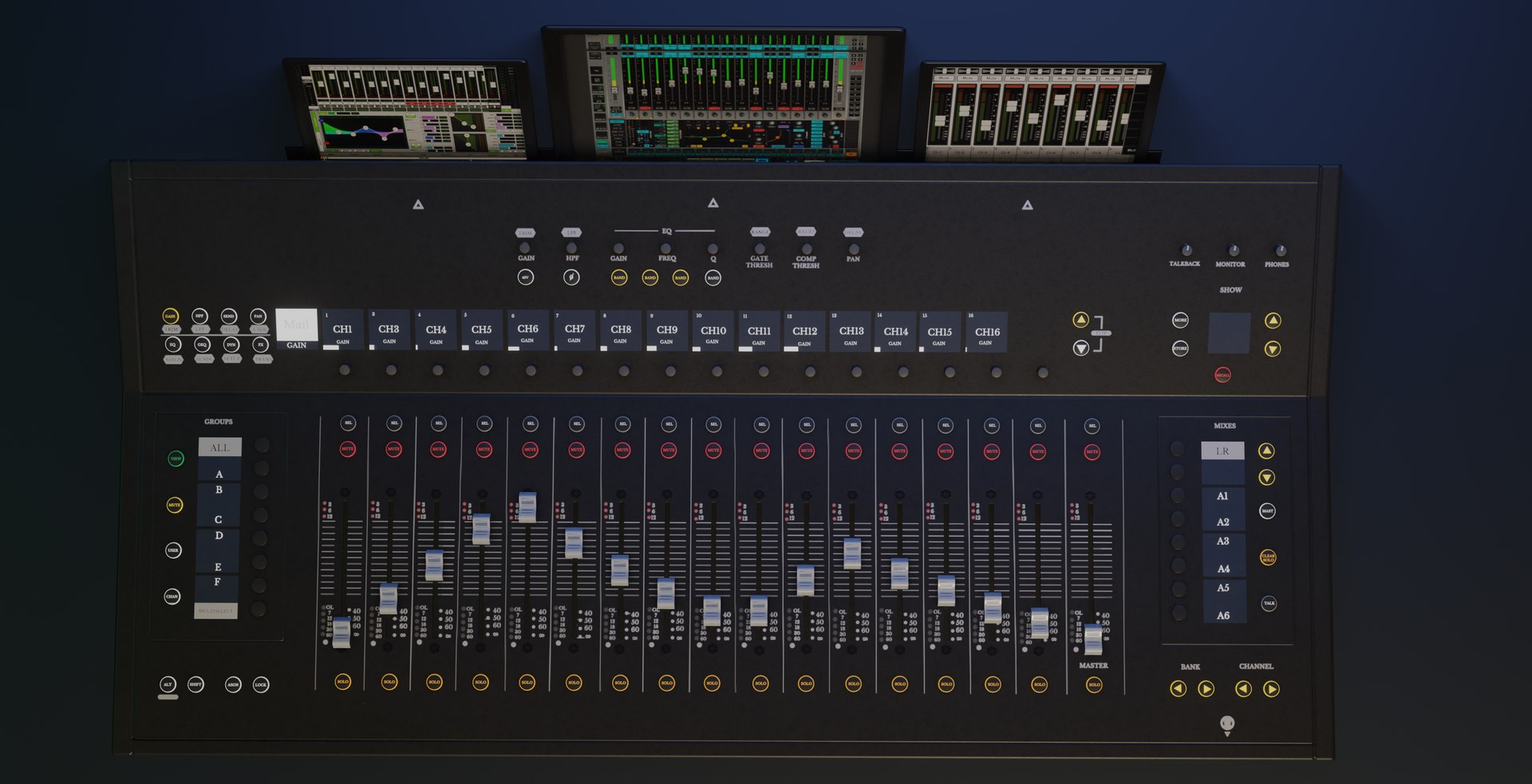 Mackie Dc16 Control Surface 3D Model - TurboSquid 1655088