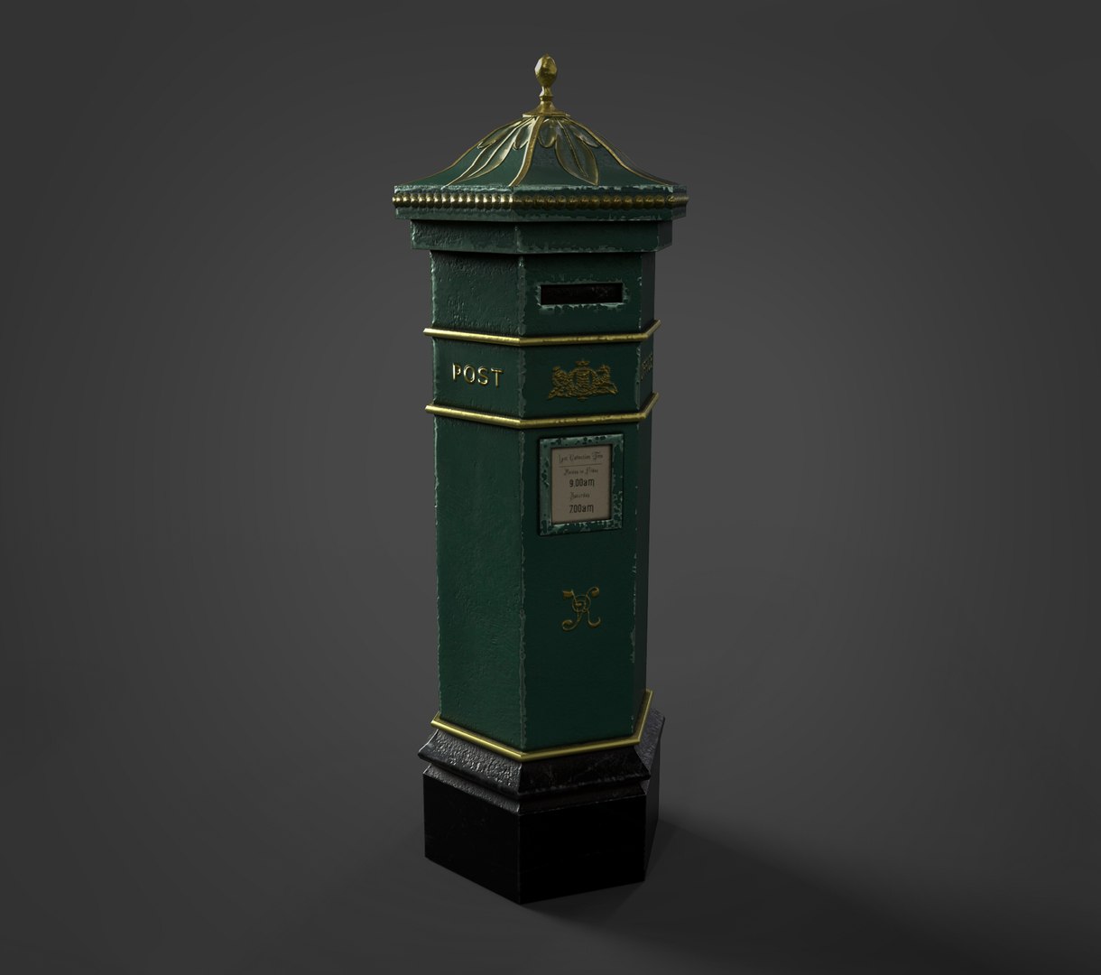 Victorian Street Assets Clock Barrel Postbox 3D Model - TurboSquid 1715179