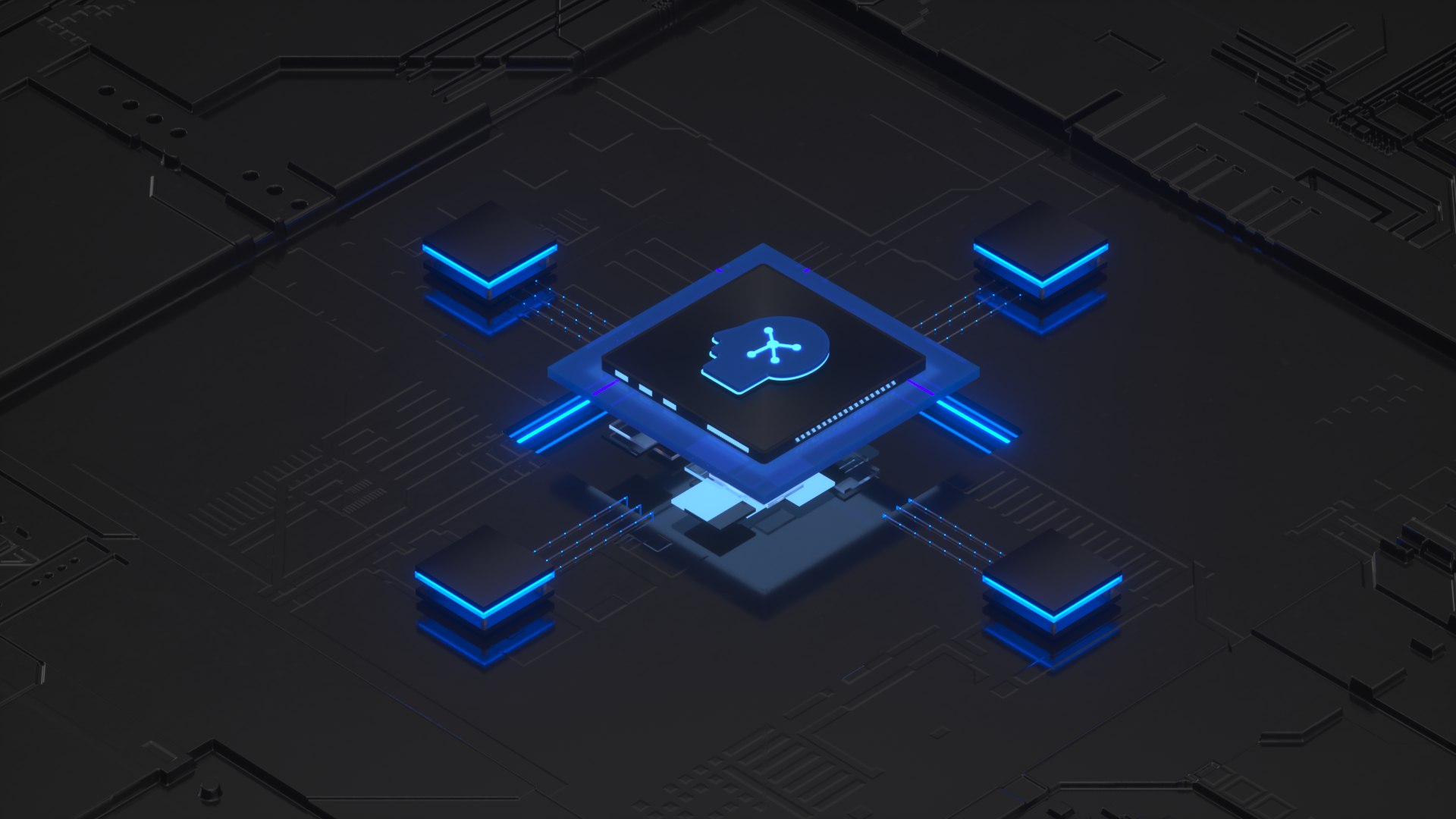 3D C4D Octane CPU Chip Core Capacitance Scifi Circuit Board 18 ...