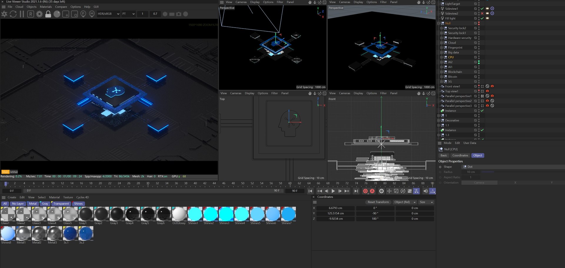 3D C4D Octane CPU Chip Core Capacitance Scifi Circuit Board 18 - TurboSquid 2141868