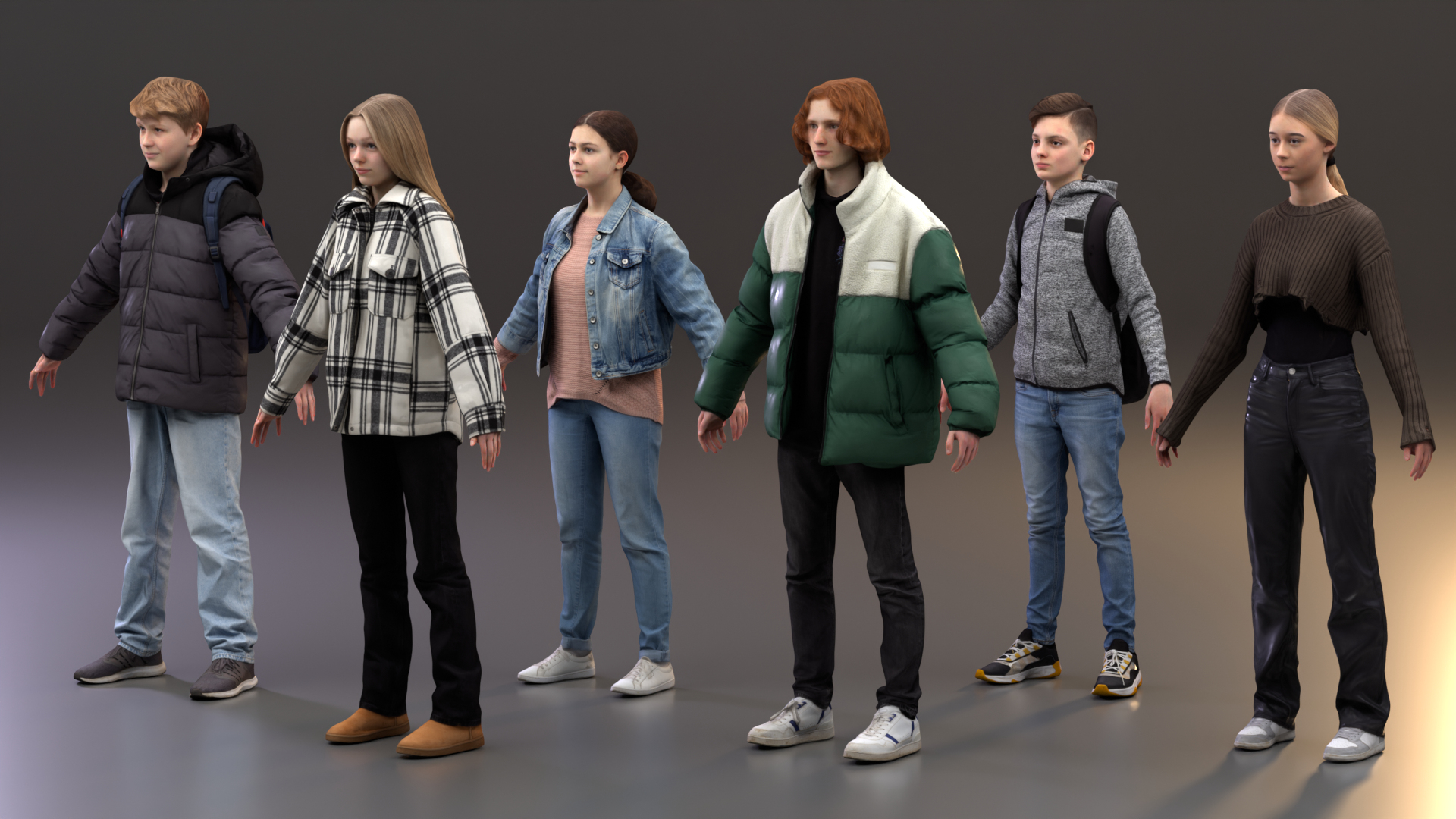 3D Rigged People SixPack 004 - Render School Students - TurboSquid 2302834