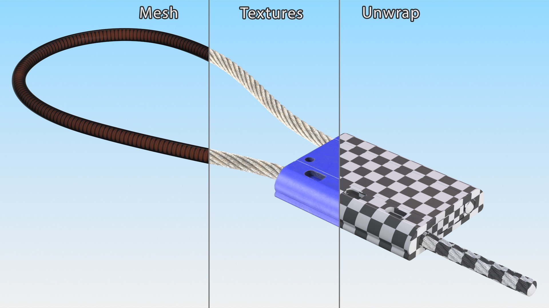 Blue Tight Steel Cable Seal Loop Model - TurboSquid 2051634