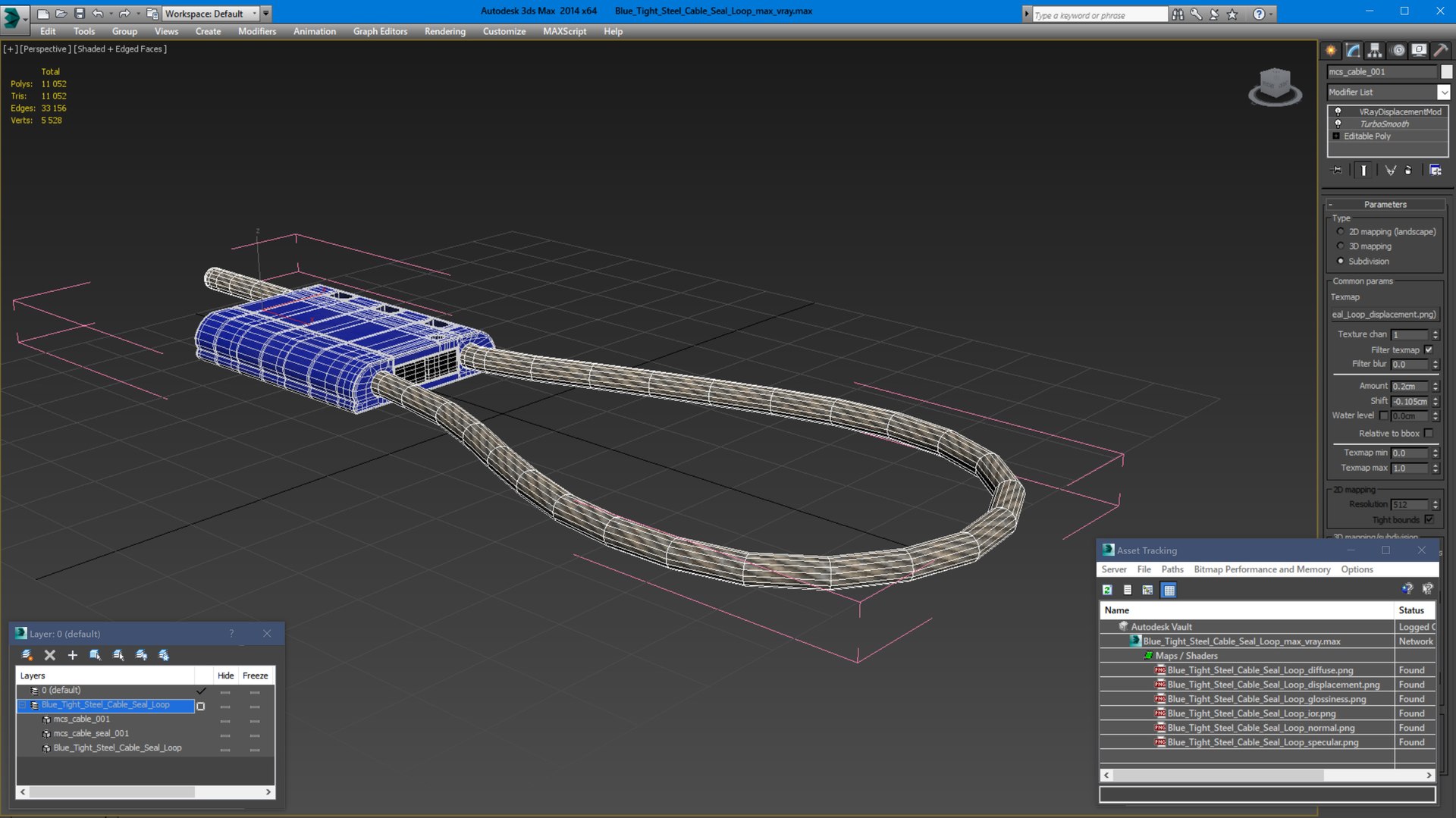 Blue Tight Steel Cable Seal Loop Model - TurboSquid 2051634