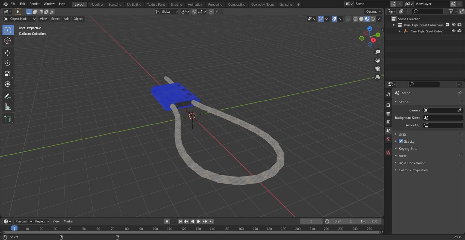 Blue Tight Steel Cable Seal Loop Model - TurboSquid 2051634