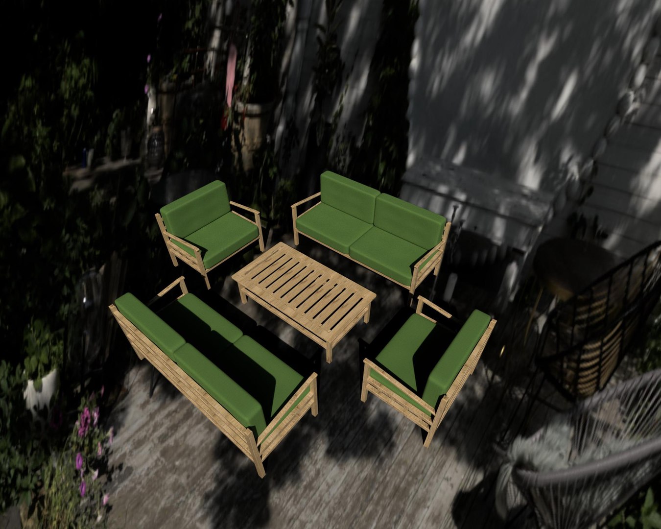 3D Model Outdoor Table Set - TurboSquid 2152577