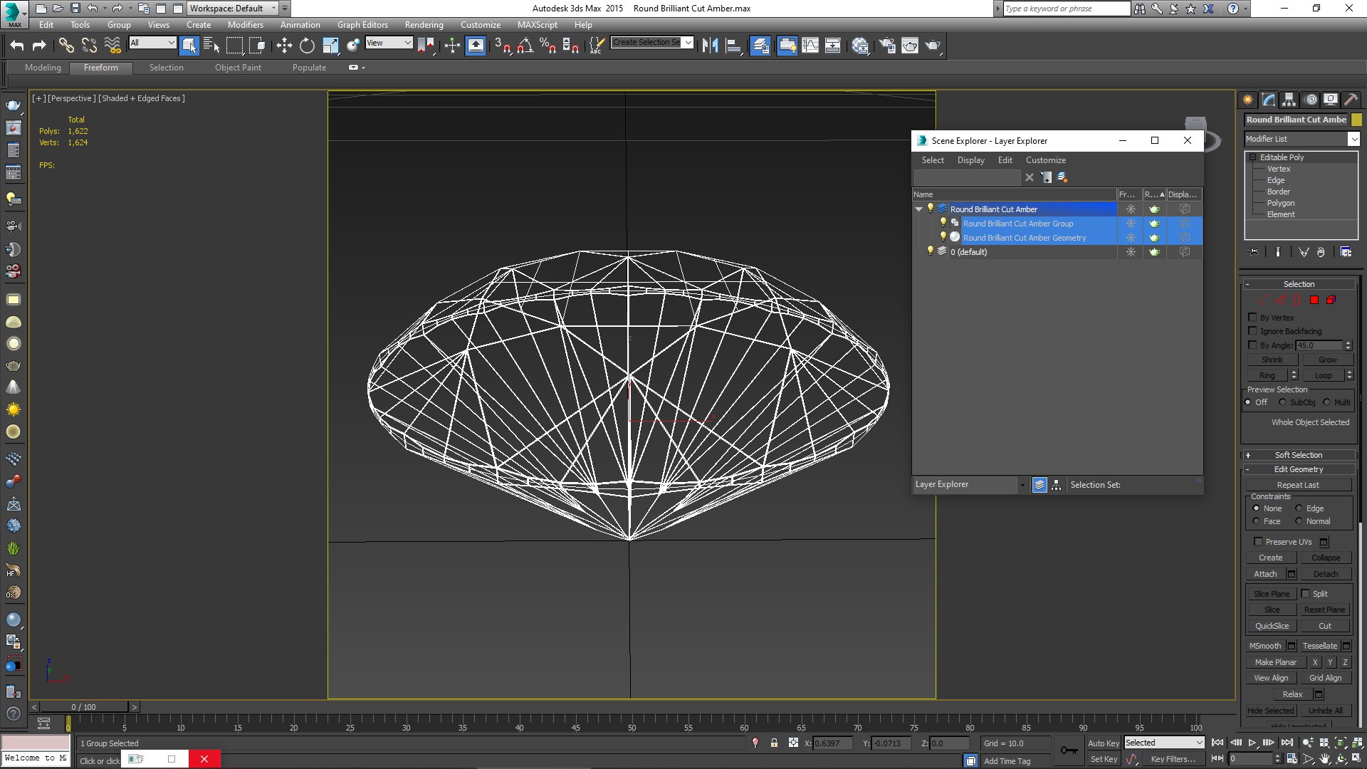 Round Brilliant Cut Amber 3D model - TurboSquid 1847930