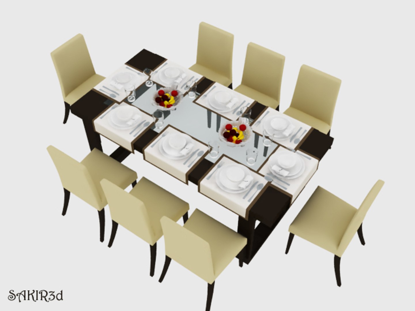 maya realistic dinning table chairs