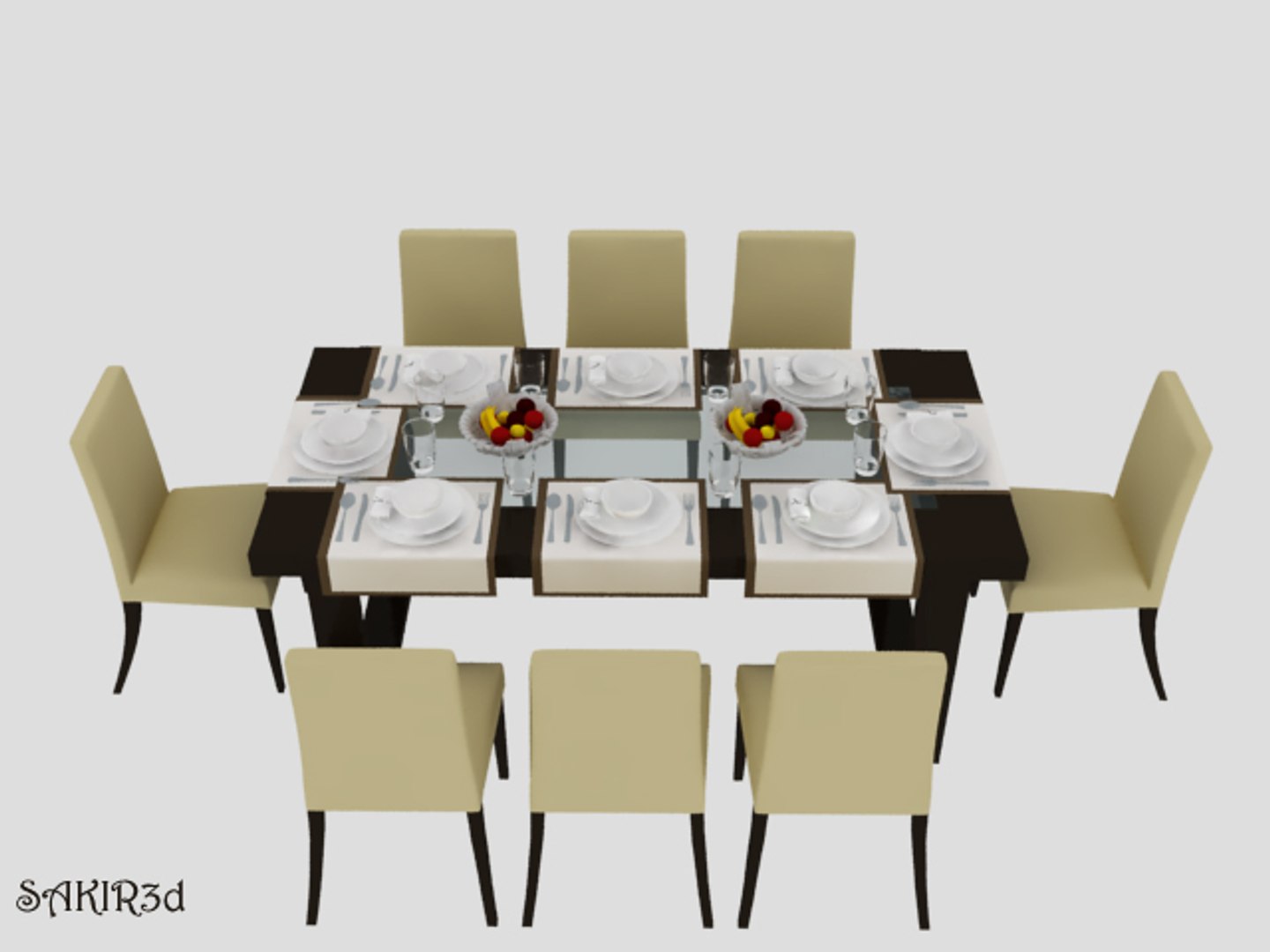 maya realistic dinning table chairs