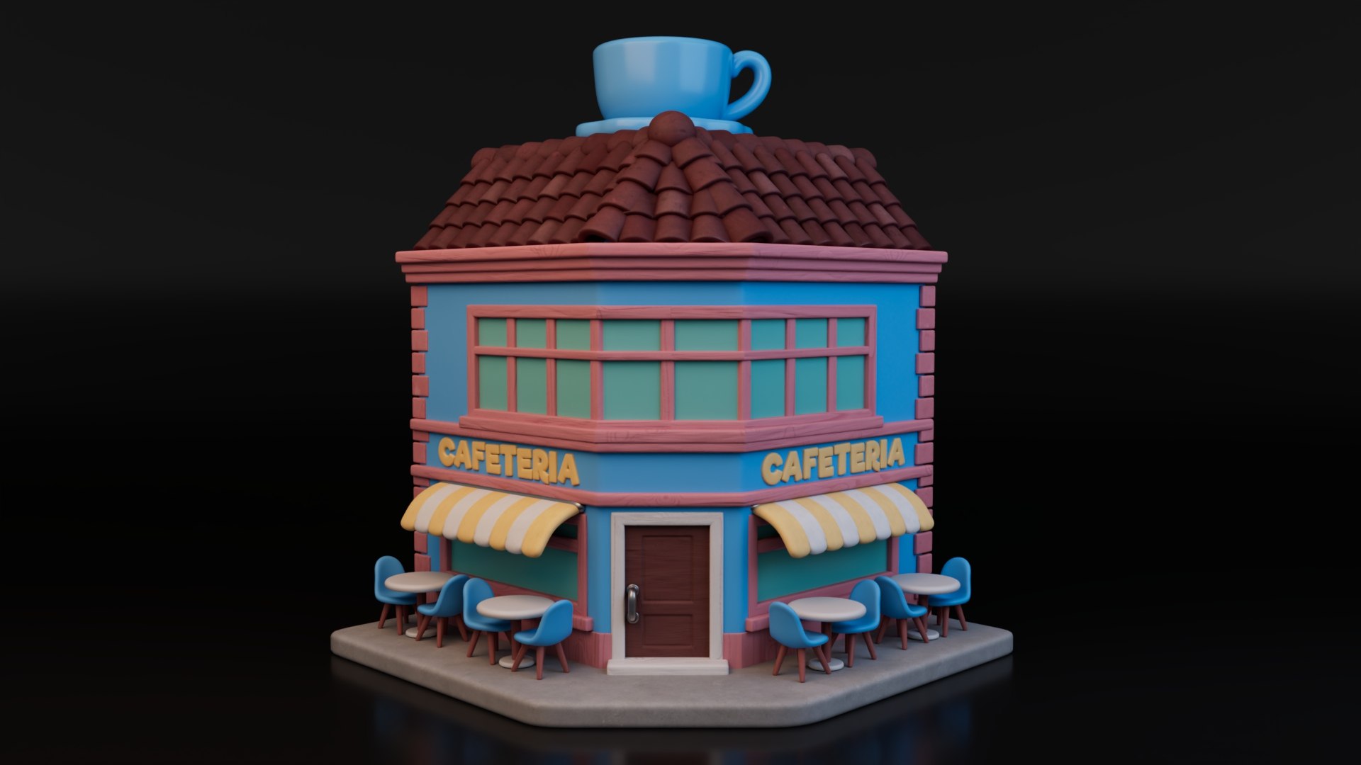 Low Poly Cafeteria 3D - TurboSquid 2374433
