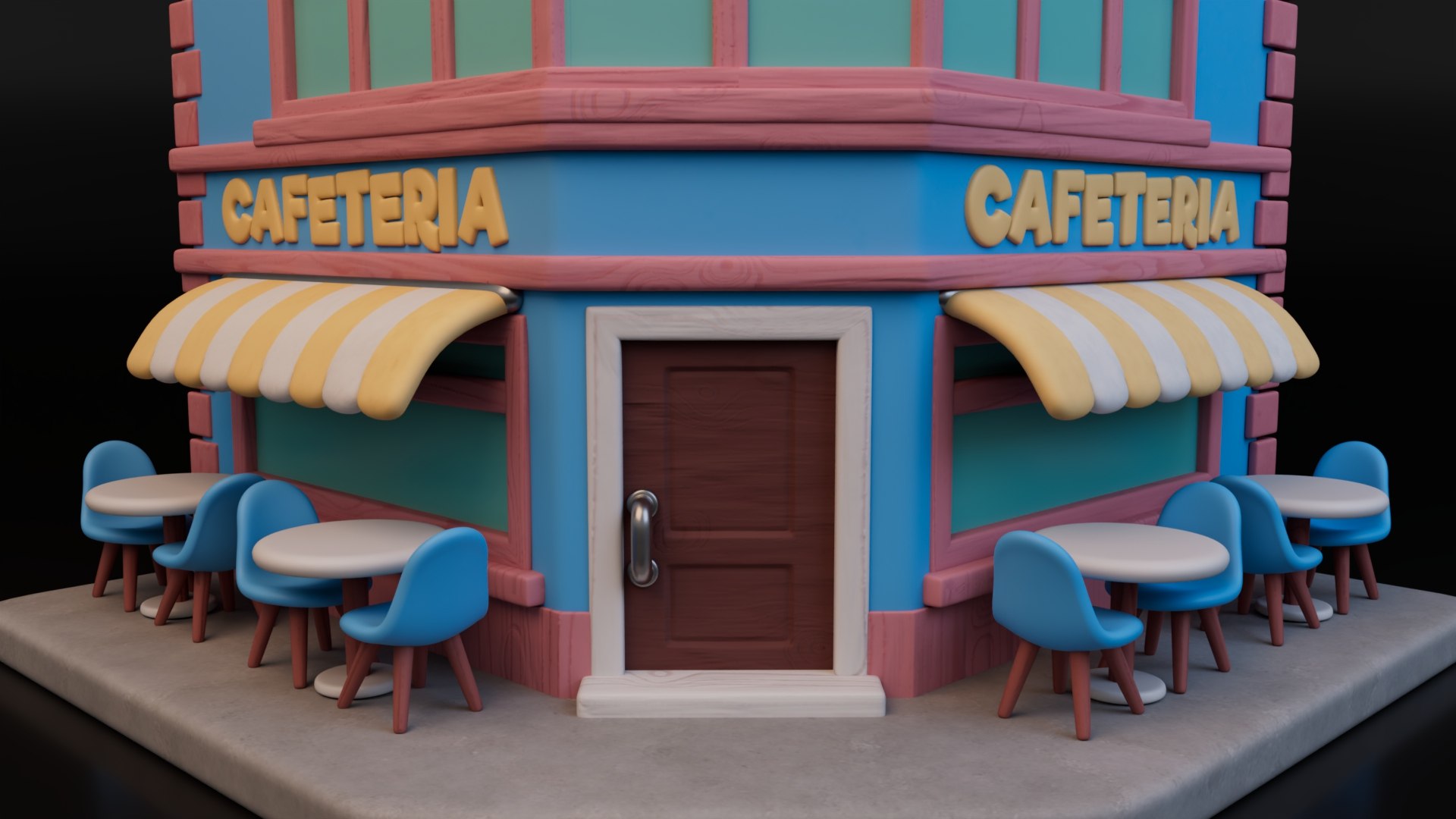 Low Poly Cafeteria 3D - TurboSquid 2374433