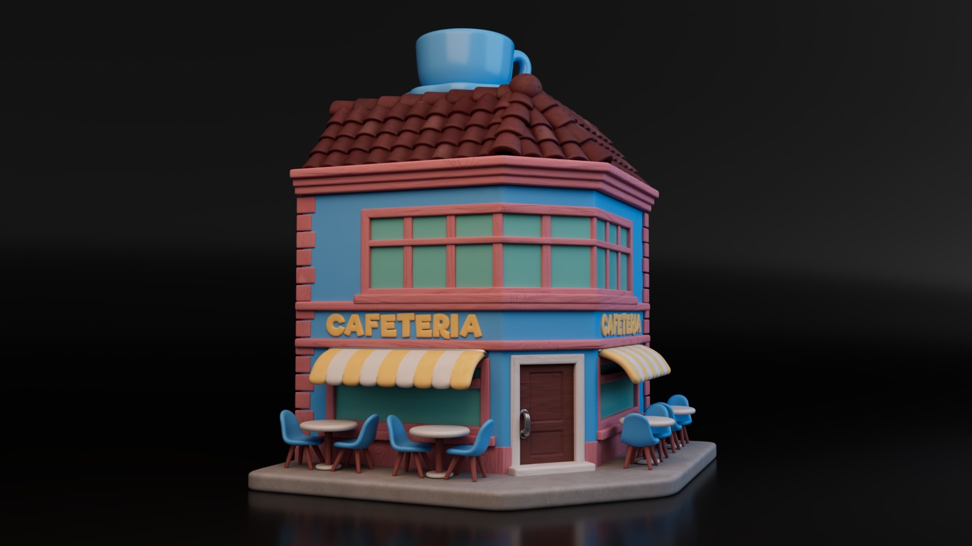 Low Poly Cafeteria 3D - TurboSquid 2374433