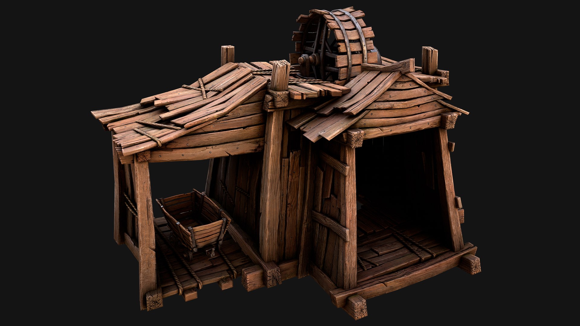 Medieval Wooden Mine And Excavator Ore Model - TurboSquid 2258692