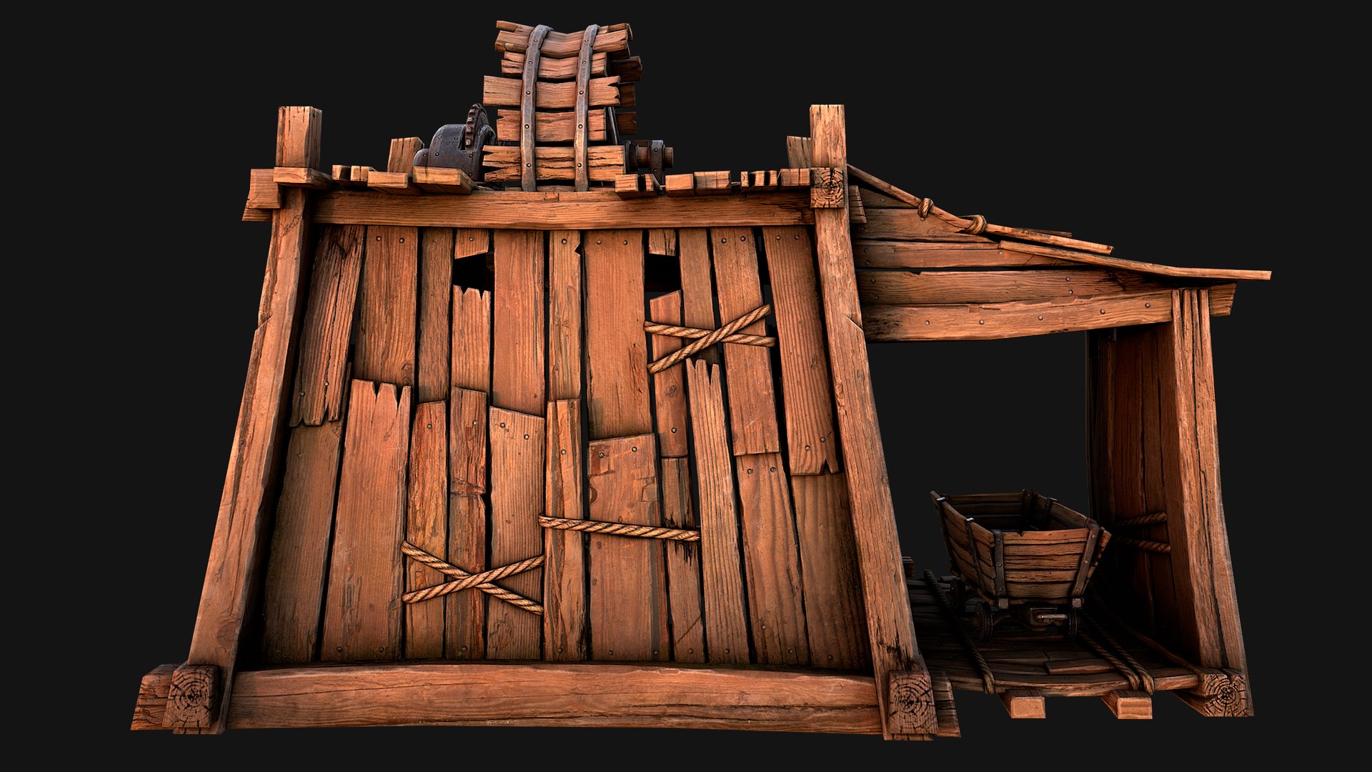 Medieval Wooden Mine And Excavator Ore Model - TurboSquid 2258692