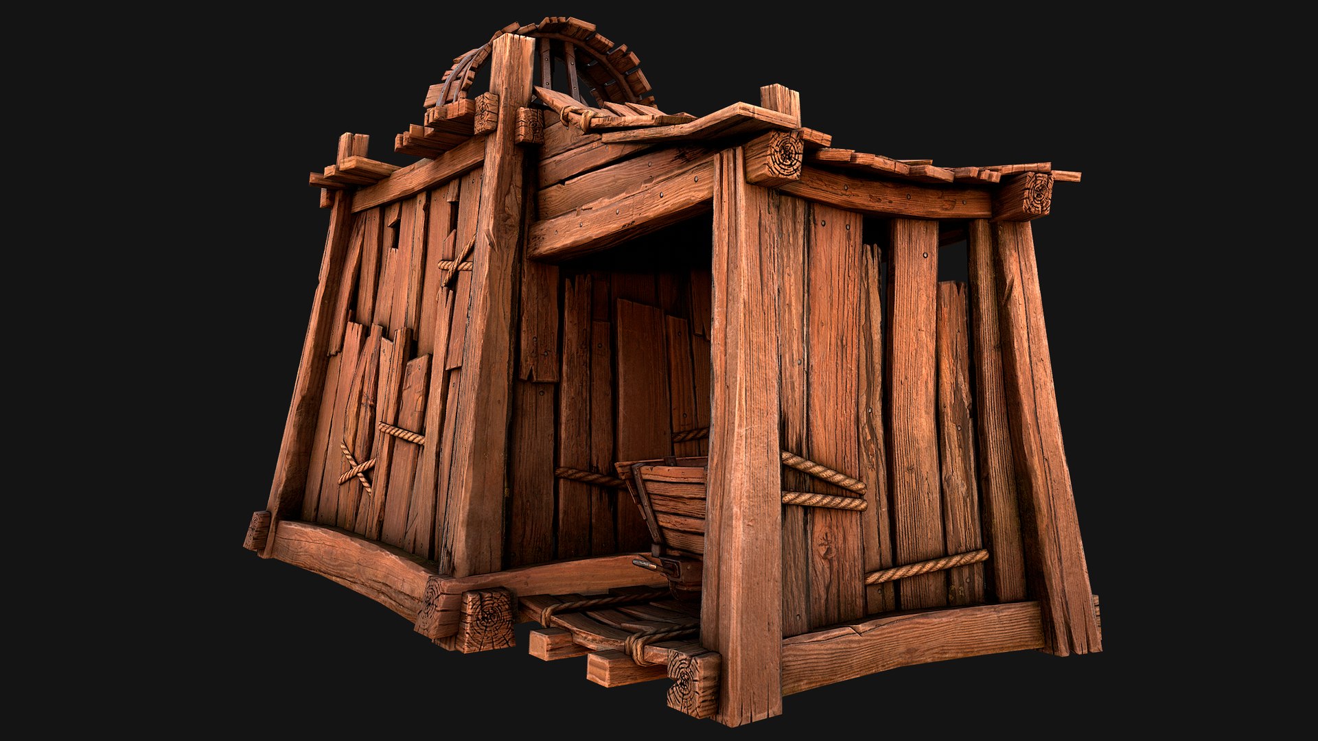 Medieval Wooden Mine And Excavator Ore Model - TurboSquid 2258692