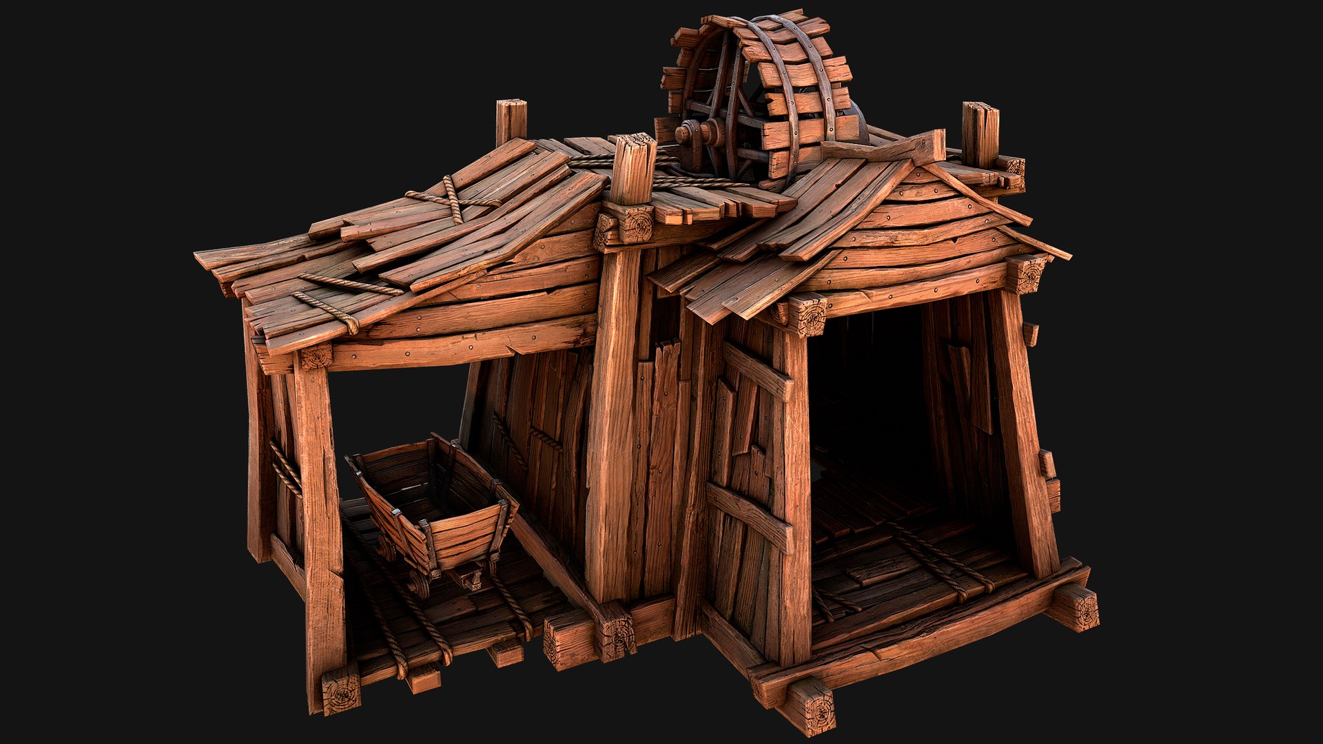 Medieval Wooden Mine And Excavator Ore Model - TurboSquid 2258692