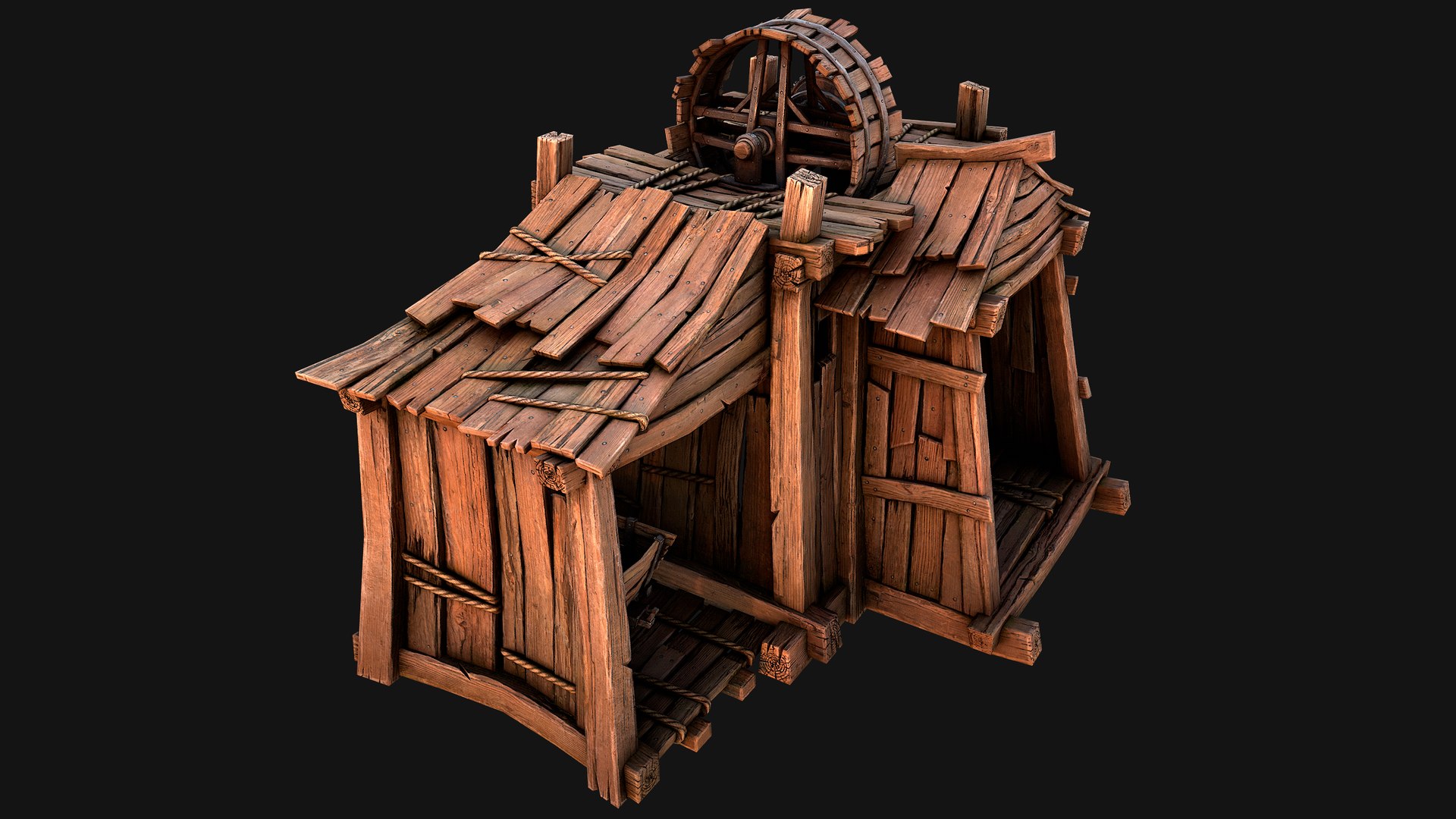 Medieval Wooden Mine And Excavator Ore Model - TurboSquid 2258692